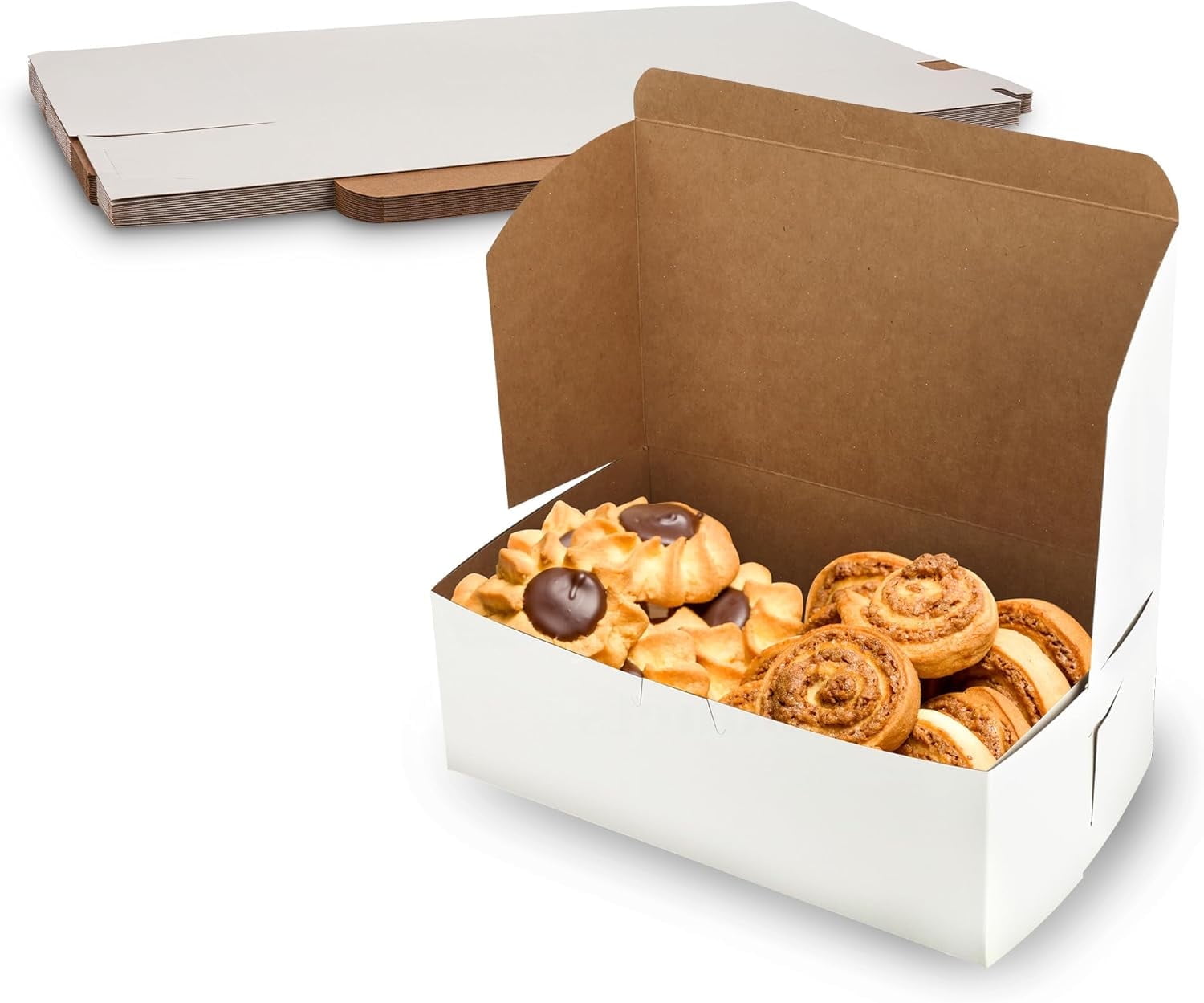 MT Products White Cookie Boxes - 10" x 6" x 3.5" Bakery Boxes - Pack of ...