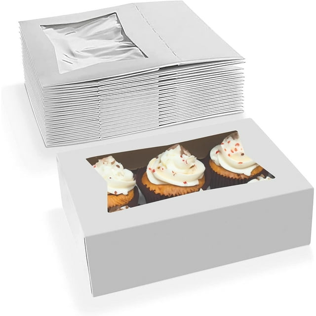 MT Products White Cupcake, Cake, Pie Box with Window - 8" x 5.75" x 2.5 ...