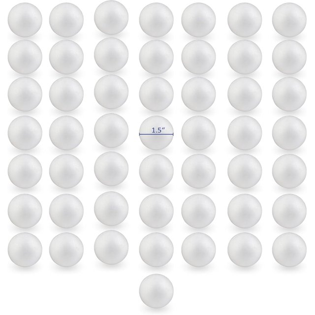 MT Products White Foam Balls 1.5" Polystyrene Balls Arts & Crafts - Pack of 50 - Walmart.com