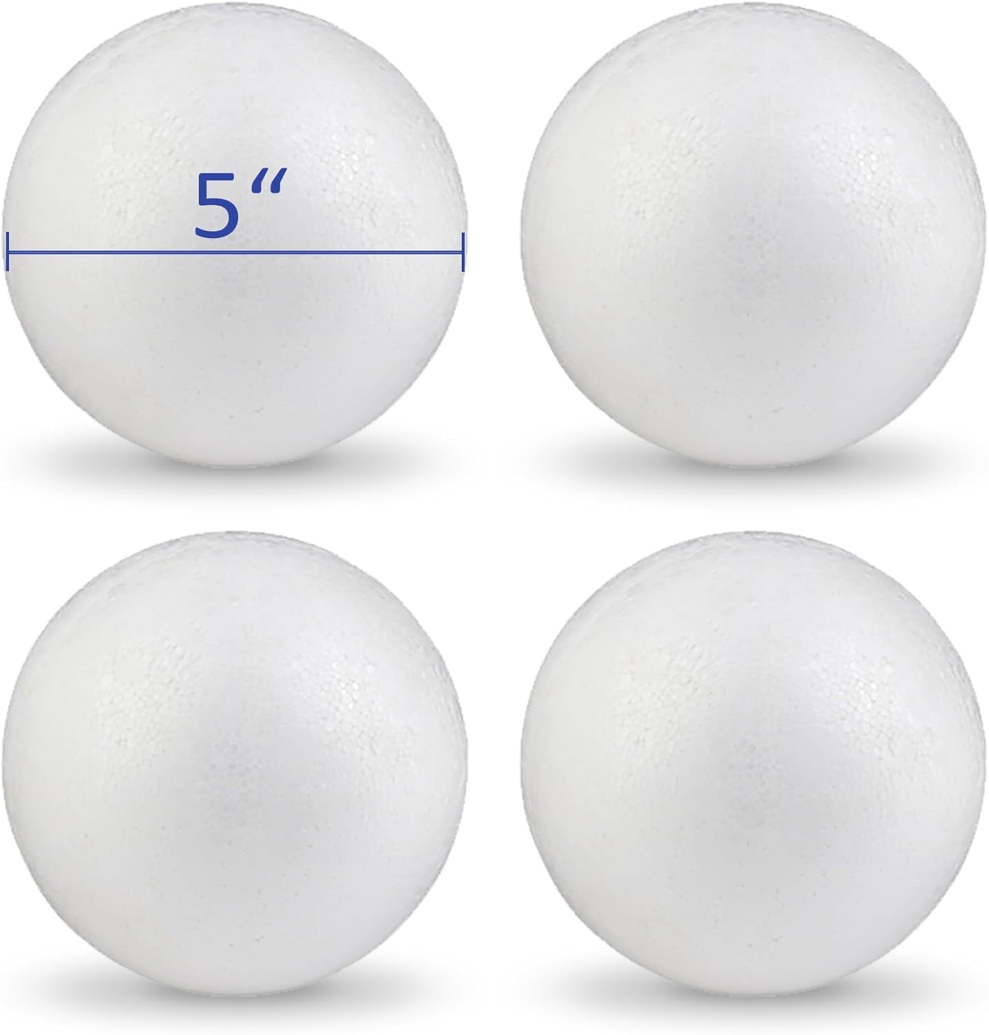 MT Products White Foam Balls 5" Polystyrene Balls for Arts & Crafts - Pack of 4 - Walmart.com