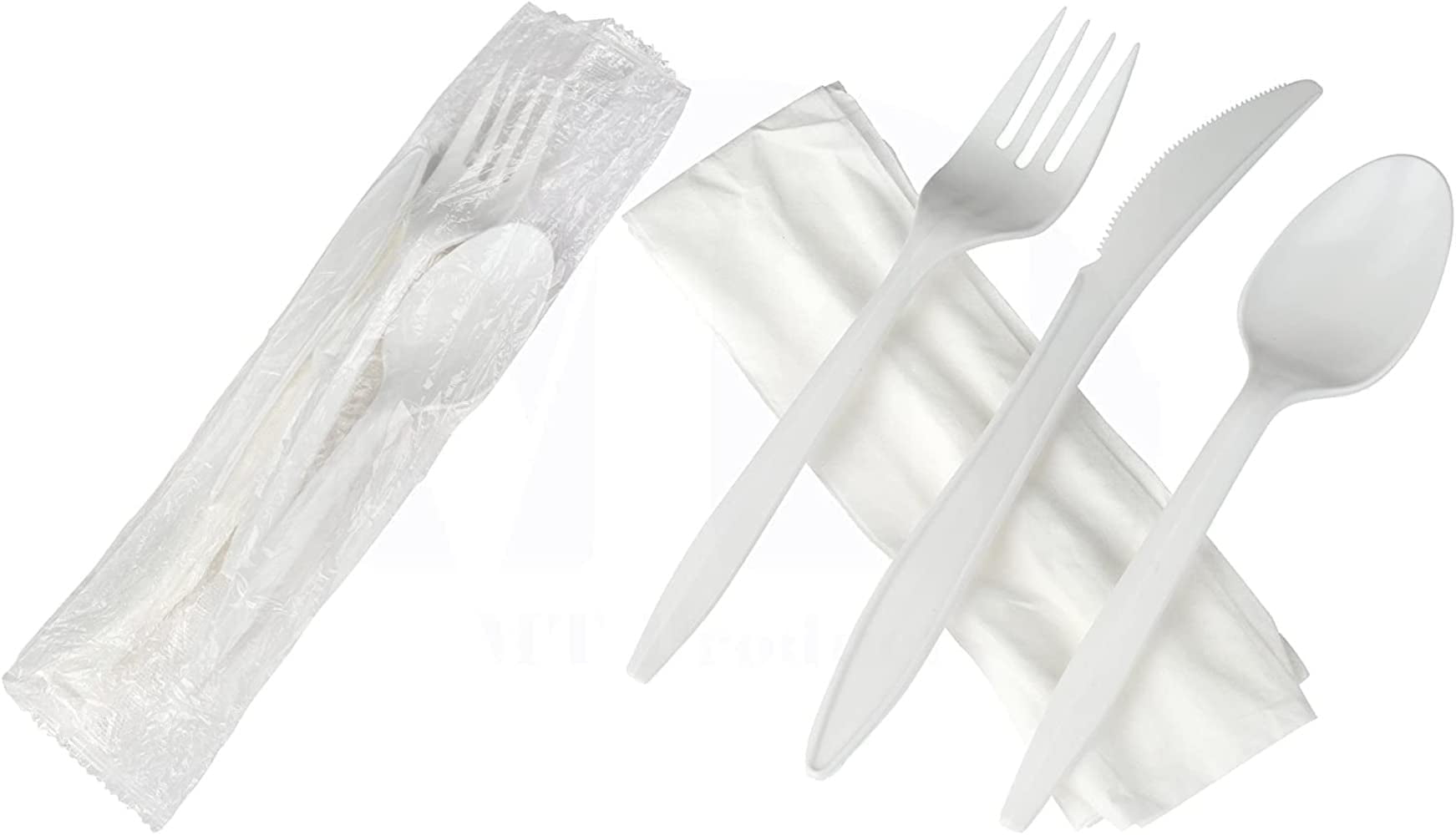 MT Products Disposable Plastic Cutlery Set – Individually Wrapped ...