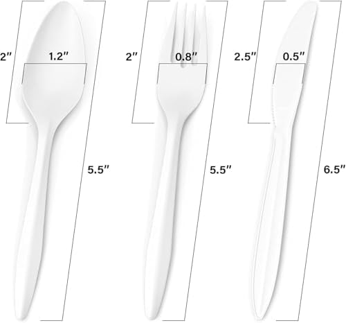 MT Products White Individually Wrapped Plastic Utensils - Disposable ...