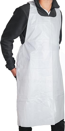 MT Products White Plastic/Poly Apron 46" x 28" - Disposable Kitchen ...