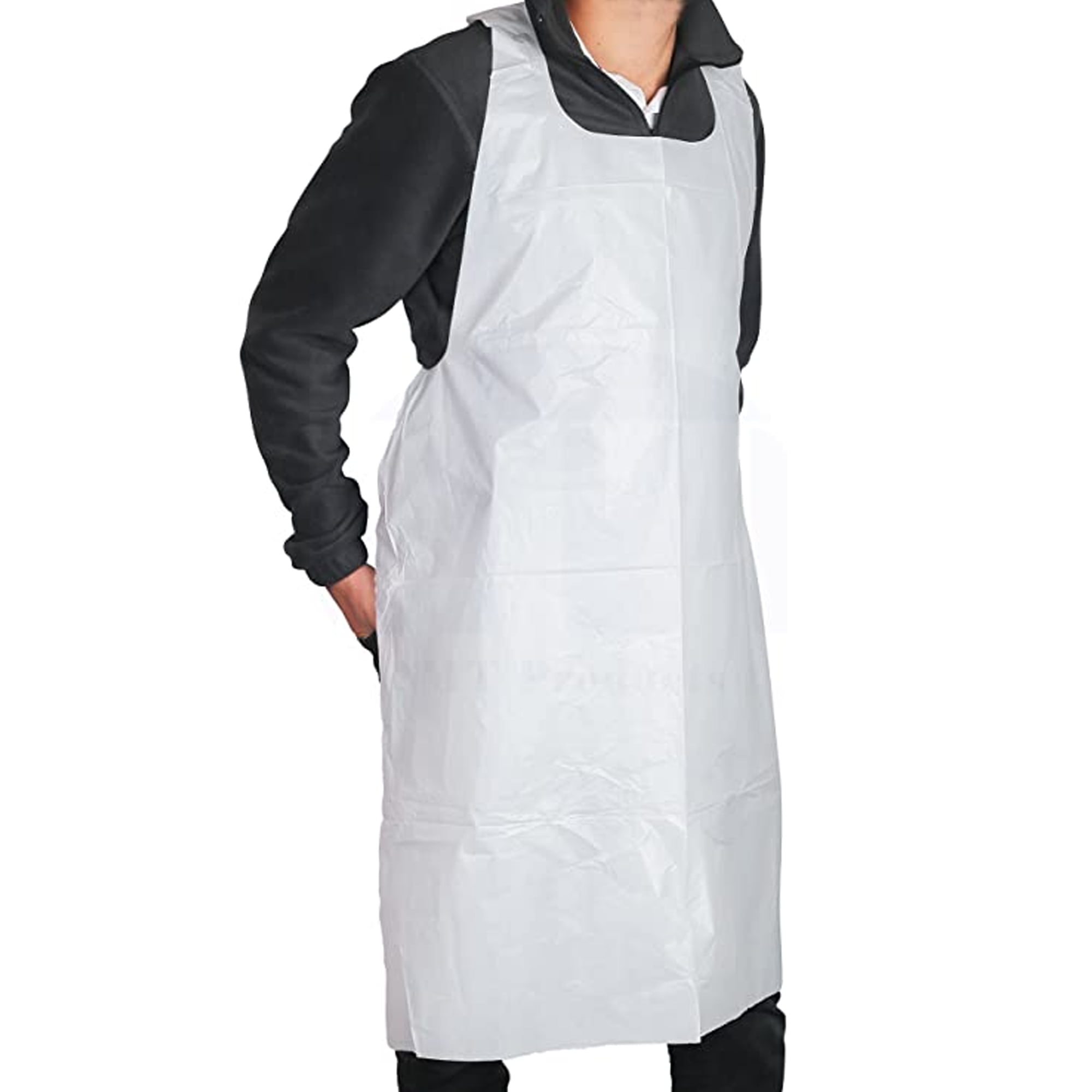 MT Products White Plastic/Poly Apron 46" x 28" - Disposable Kitchen ...