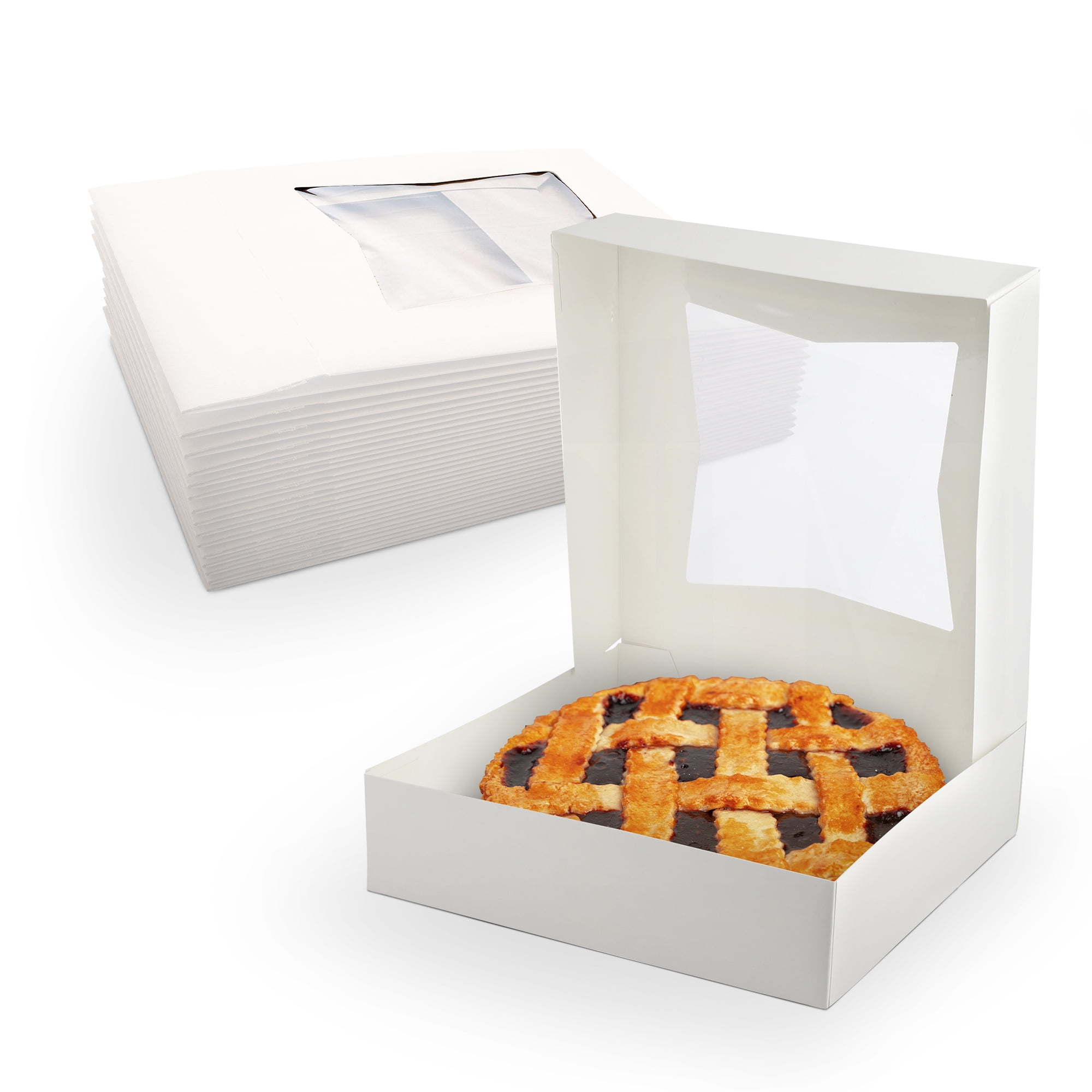 MT Products White Treat Boxes 10" x 2.5" Auto Pop-Up Bakery Boxes ...
