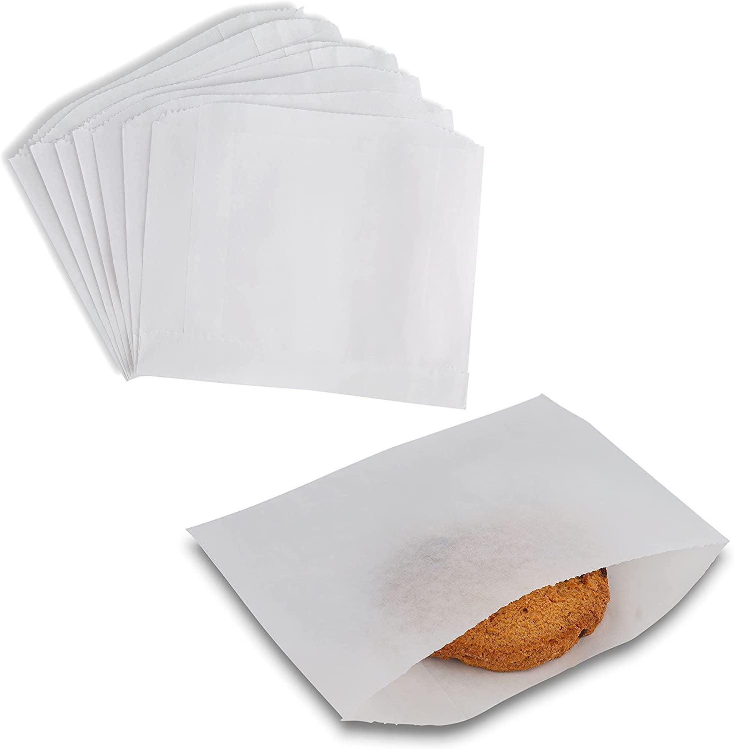 MT Products White Wax Paper Sandwich Bags 6" x 4.5" Fold Top - Pack of ...