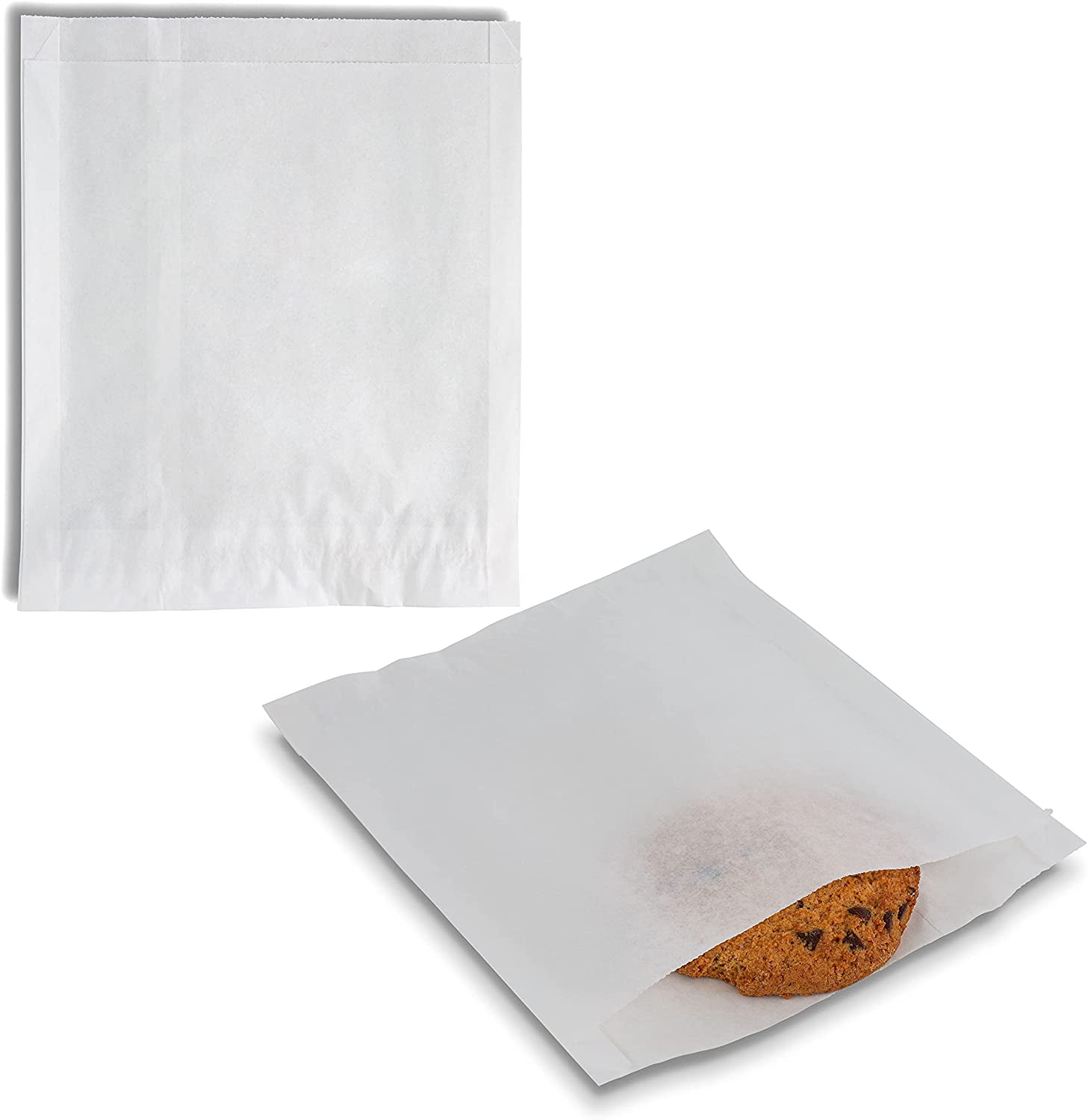 MT Products White Wax Paper Sandwich Bags, Fold Top 6" x 6.5" - Pack of ...