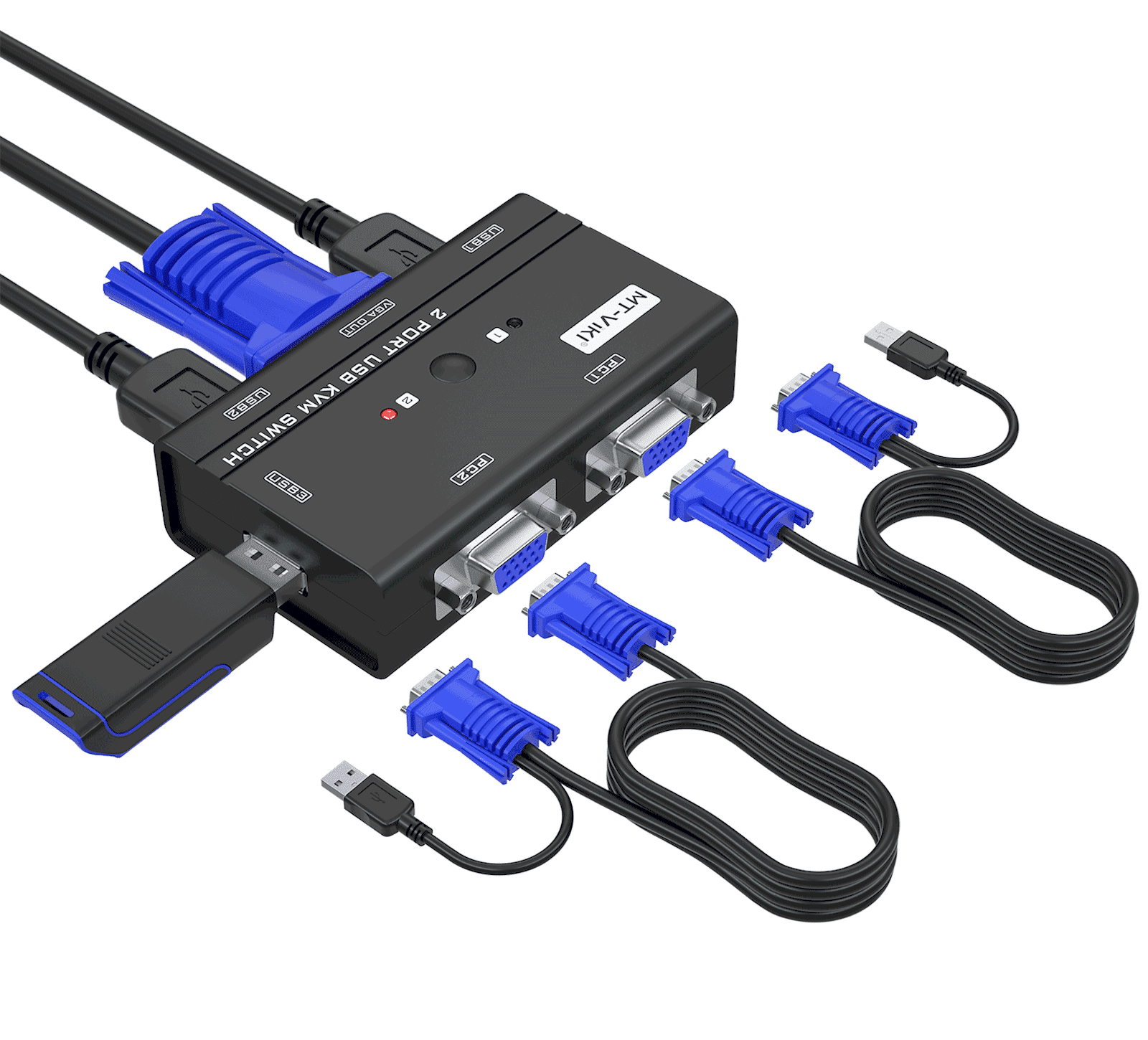 Mt Viki New Vga Kvm Switch 2 Port For 2 Computers Share 2 Usb Devices With 2 Kvm Cables
