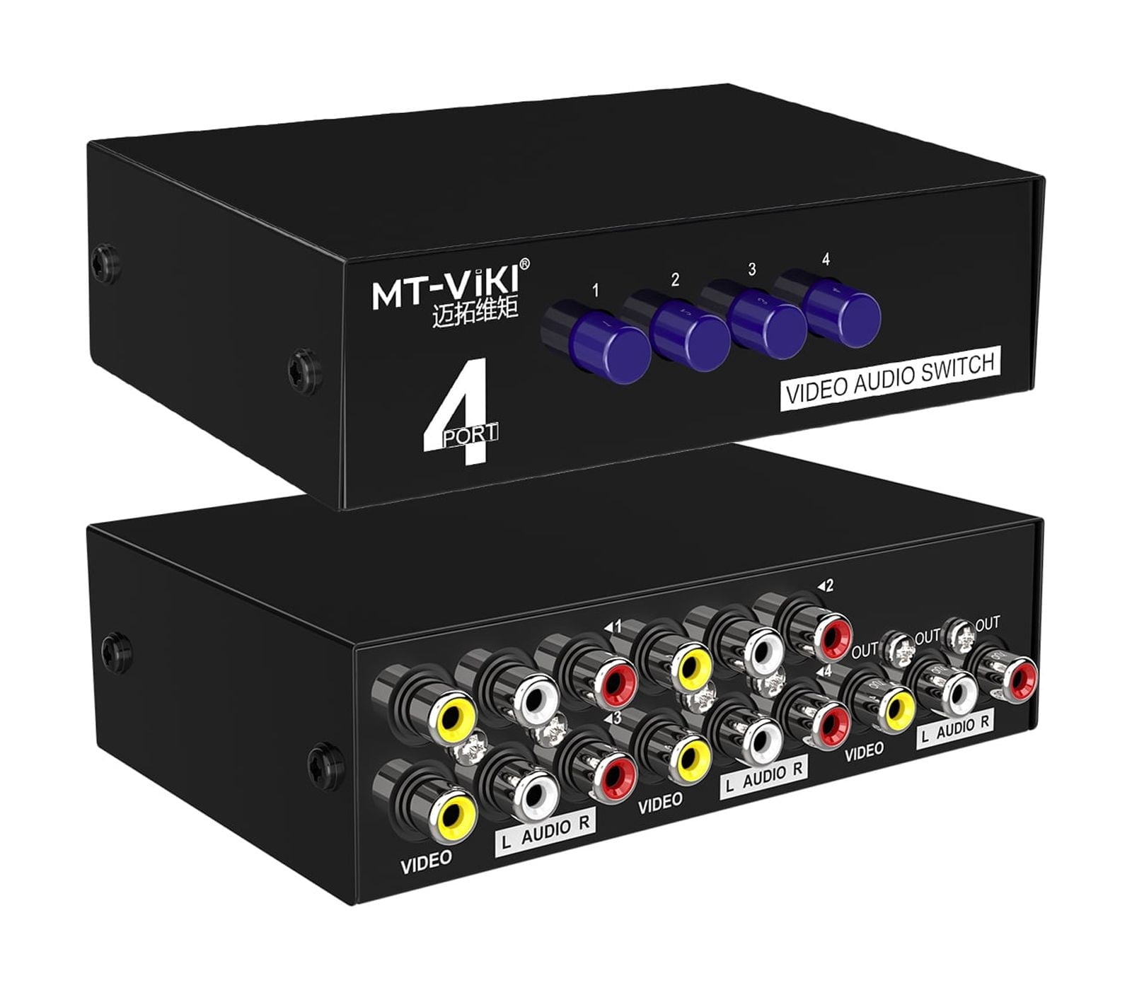 MT-ViKI 4 Way AV RCA Switch, 4 in 1 out Composite Video L/R Audio ...