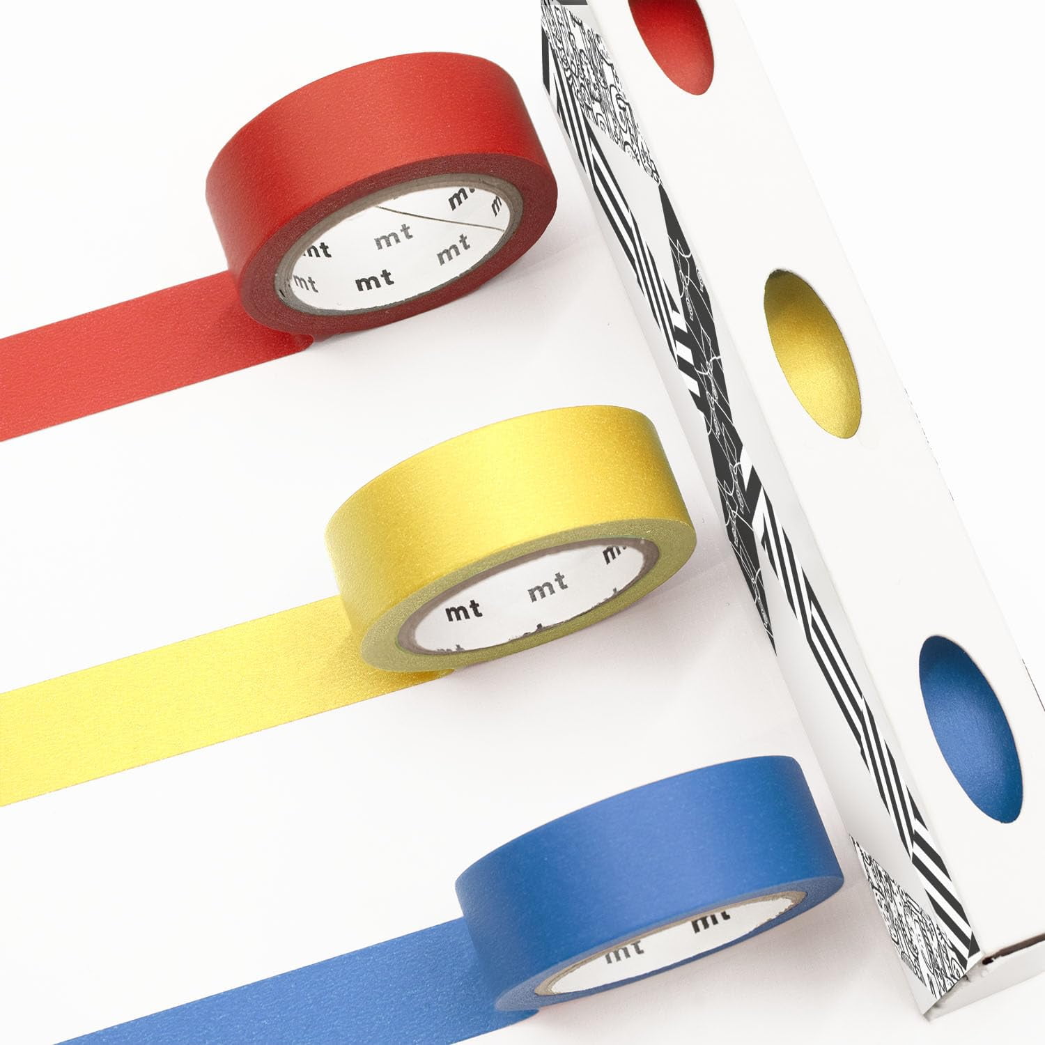 MT Washi Masking Tape - Kamoi Paper Washi Adhesive Tape - 15mm * 7m - Primary Pack - Red, Yellow ...