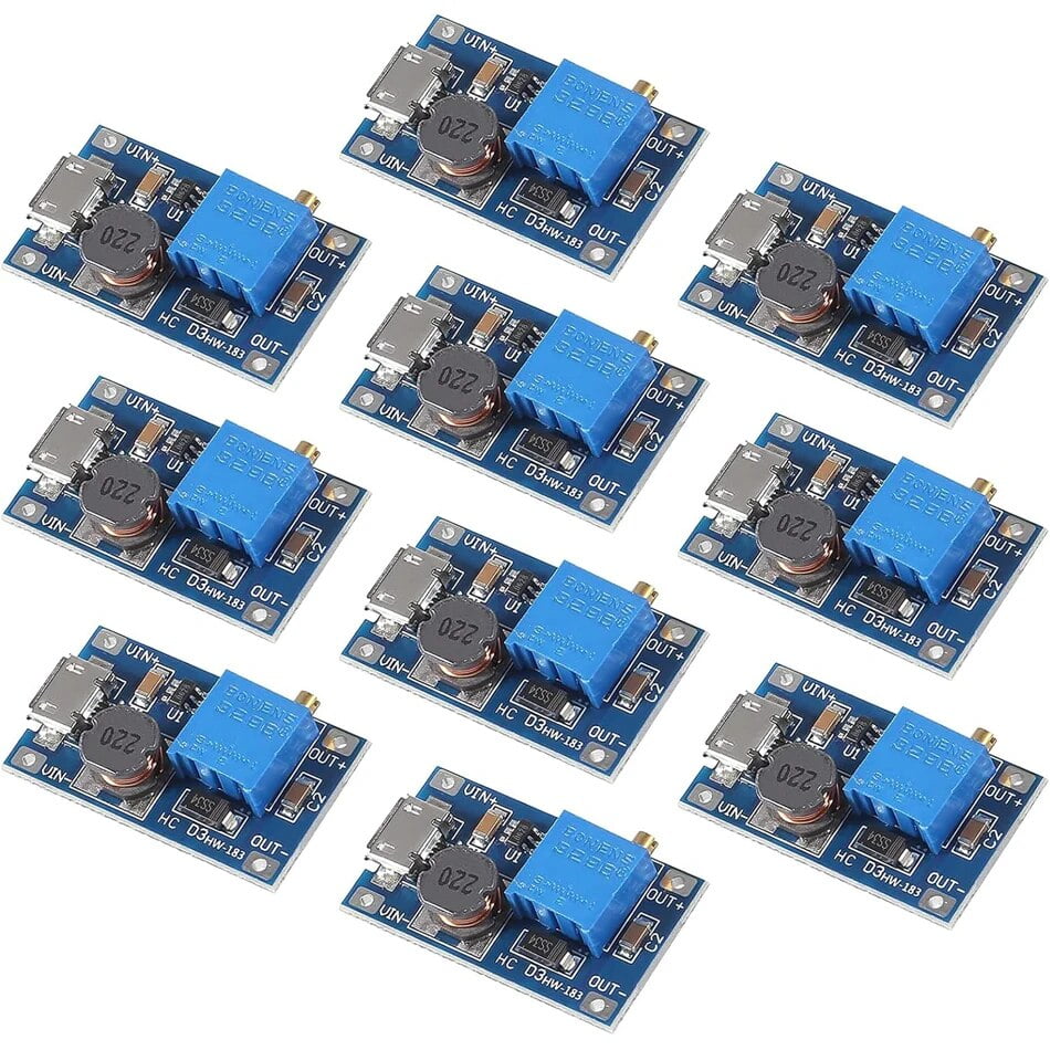 MT3608 Adjustable Voltage Regulator Module 10pcs Micro USB Type-C 2V ...