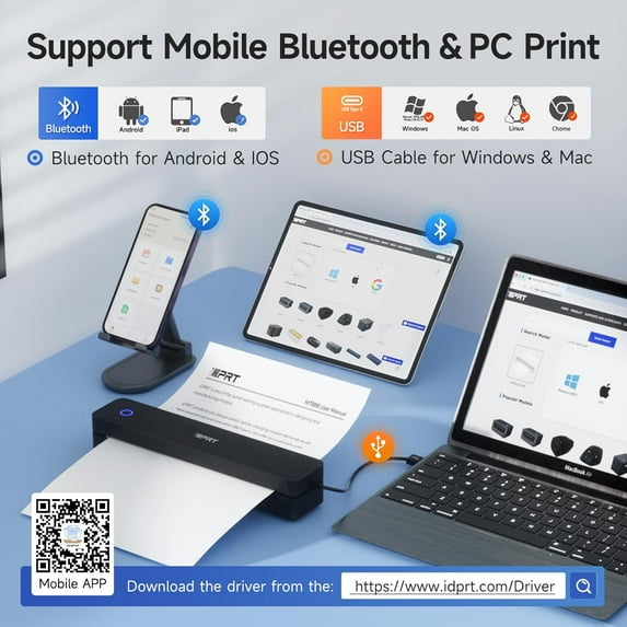MT610 Pro Wireless Thermal Printer - Black - Walmart.com