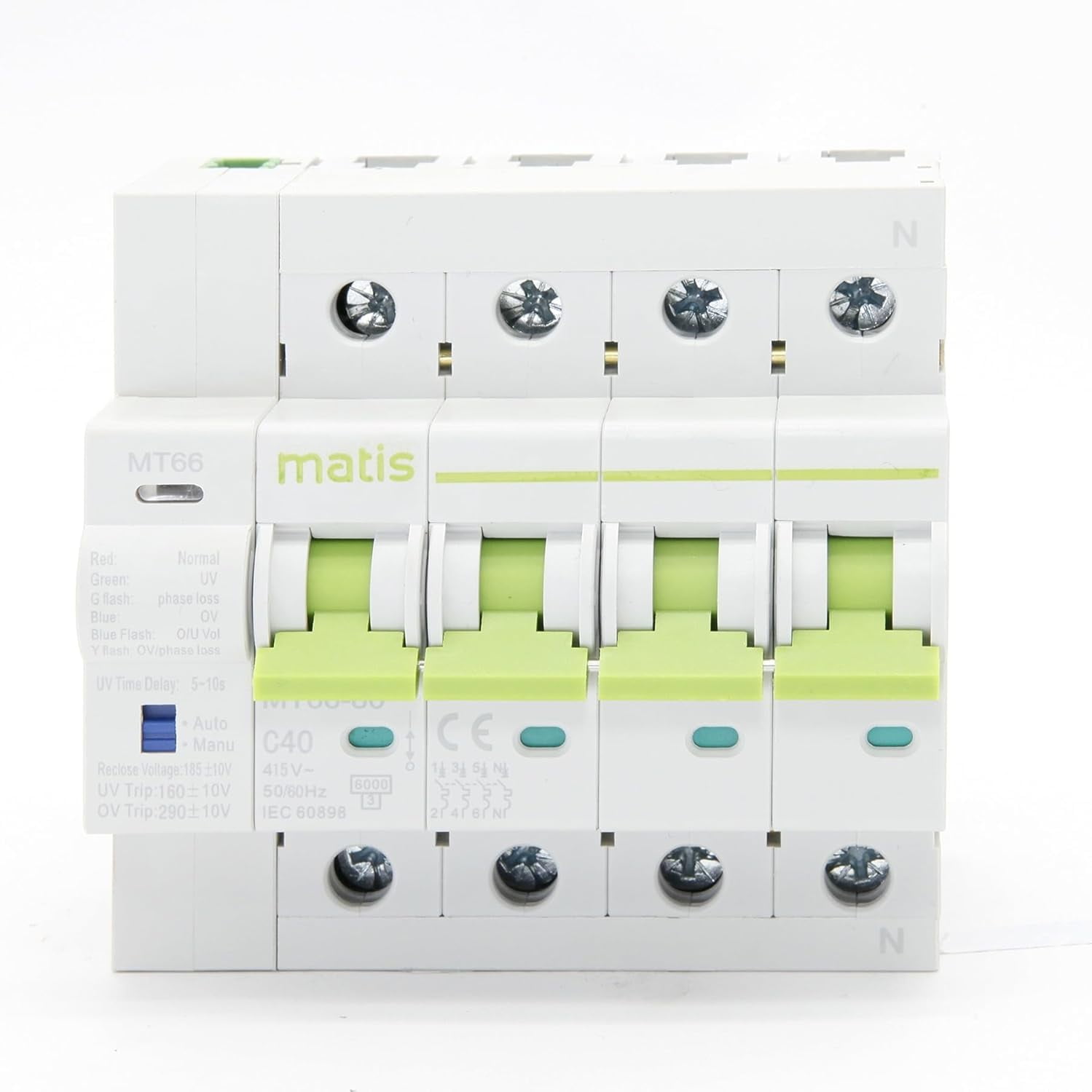 MT66UV Three Phase 4P 400V Automatic Smart Circuit Breaker mcb for ...