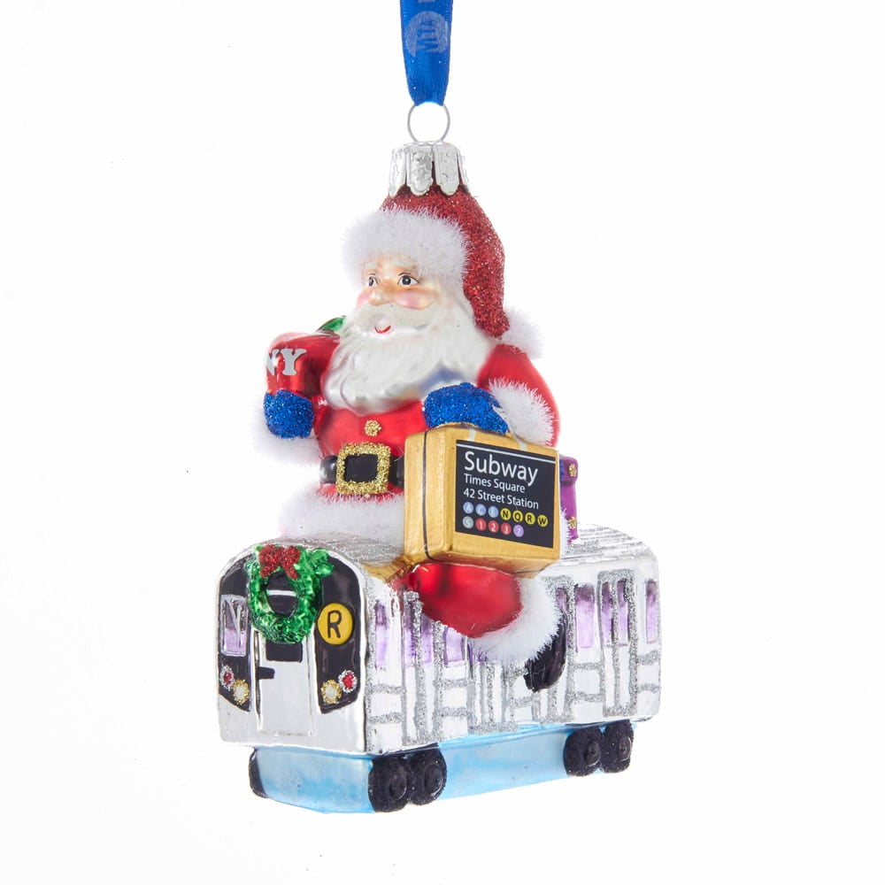 Kurt S. Adler MTA NYC Transit Glass Santa Riding Subway Car Christmas ...