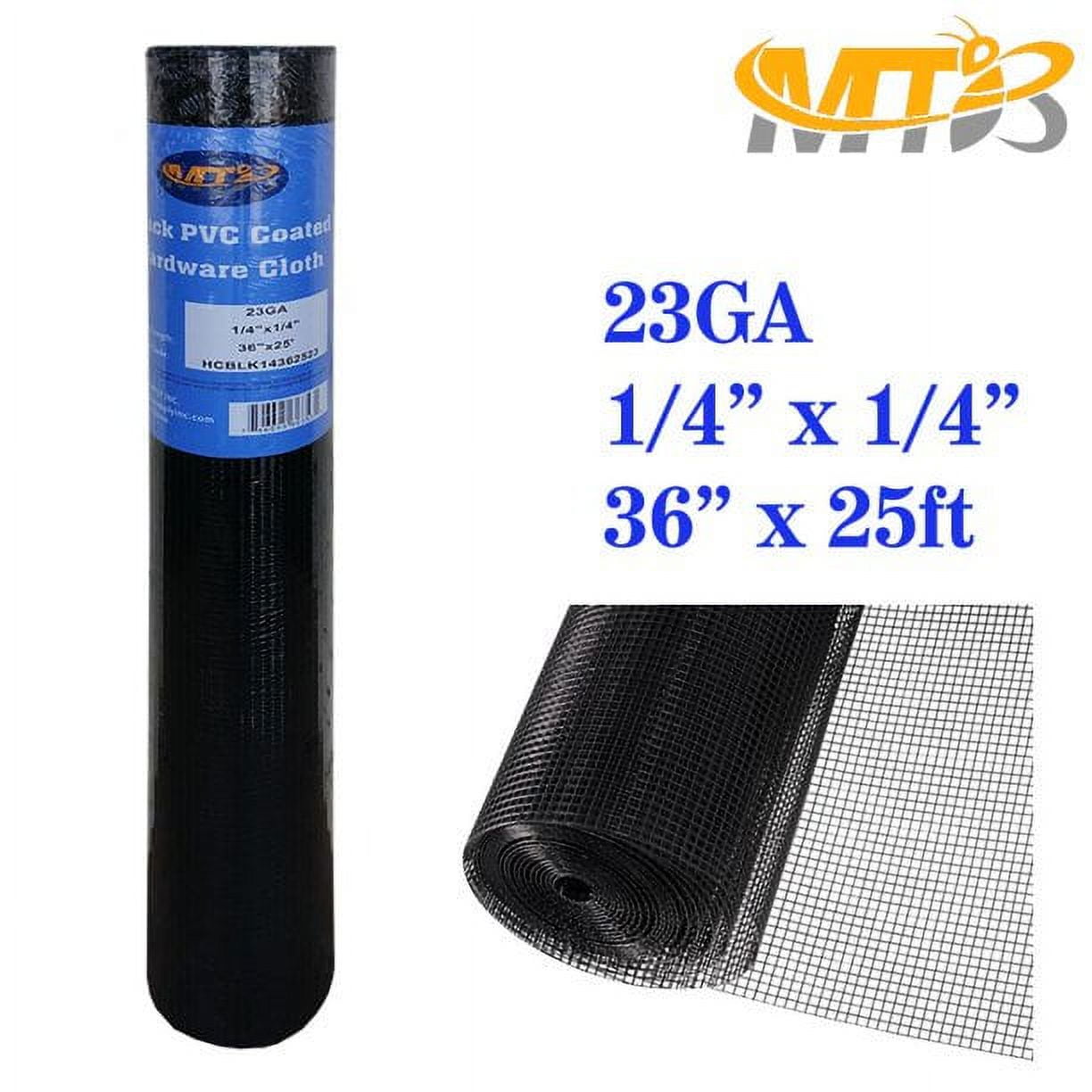 MTB Black PVC Coated Hardware Cloth 36 Inch x 25 Foot -1/4 Inch x 1/4 ...