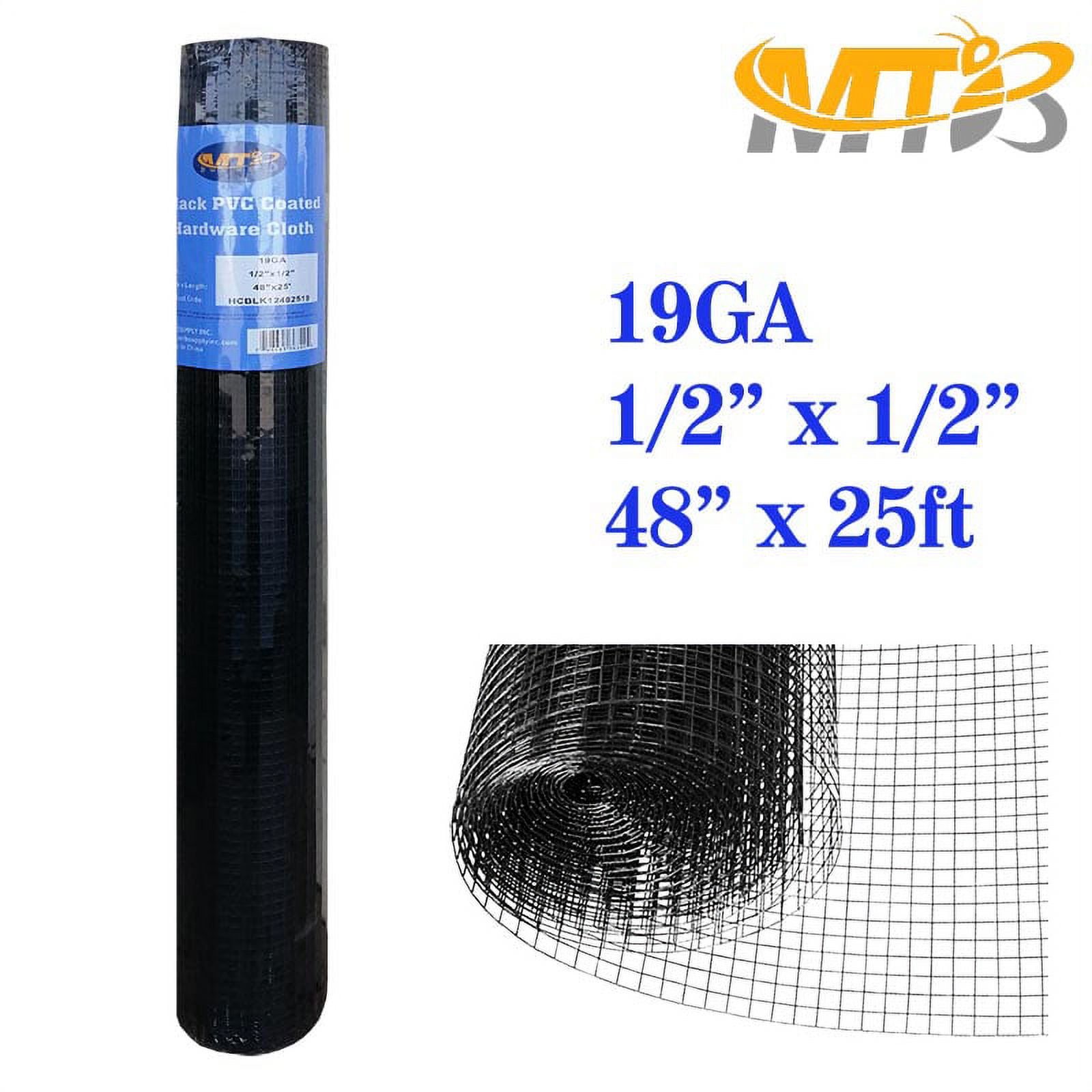 MTB Black PVC Coated Hardware Cloth 48 Inch x 25 Foot -1/2 Inch x 1/2 ...