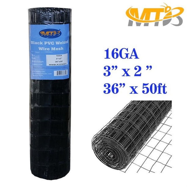 MTB Black PVC Coated Welded Wire Mesh Garden Economy Fence 36 Inch x 50 ...