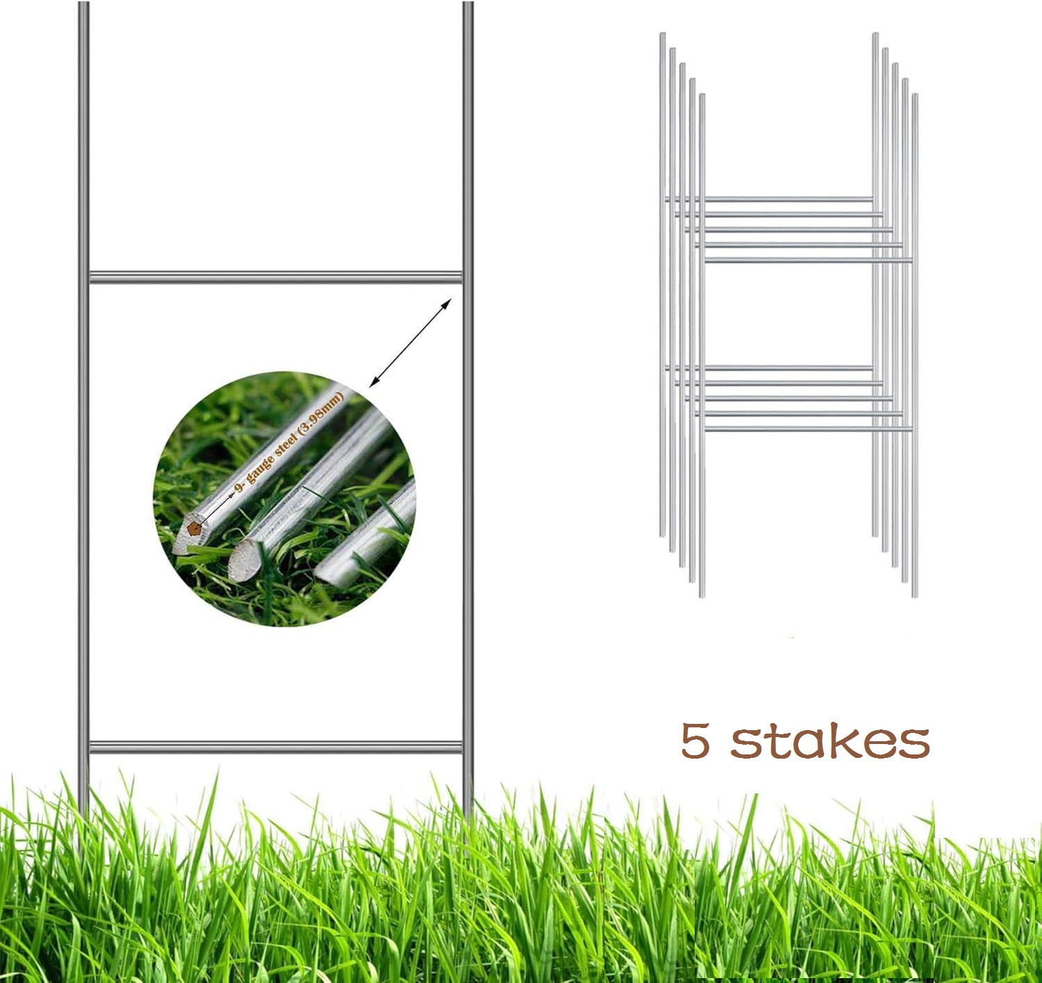 MTB SUPPLY H Frame Wire Stakes 20 x10 inch 9 Gauge Galvanized Wire ...