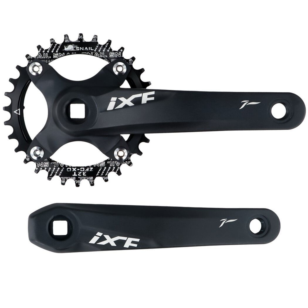 MTB Square Taper Crankset, Durable Aluminum Alloy Crank Arm Set with 32T Narrow Wide Chainring ...