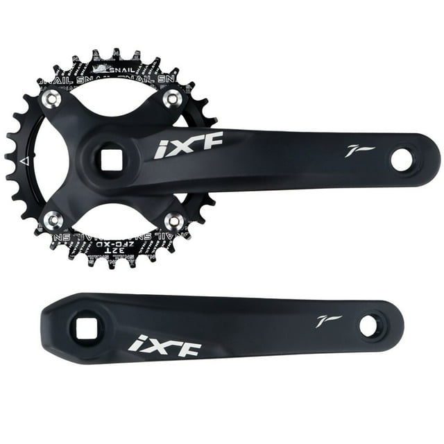 MTB Square Taper Crankset, Durable Aluminum Alloy Crank Arm Set with 32T Narrow Wide Chainring ...