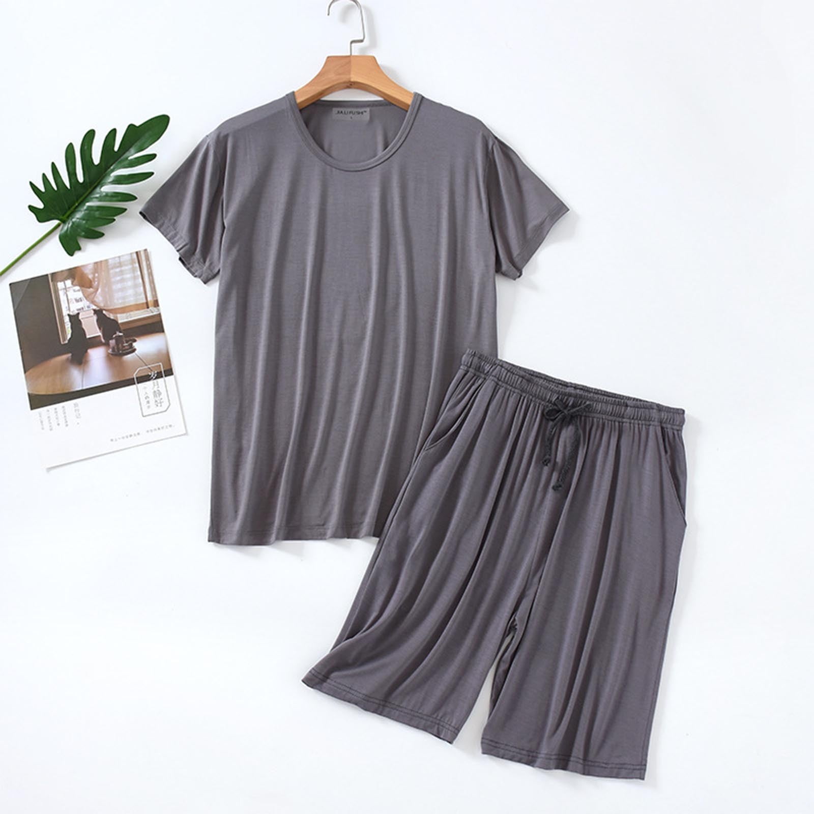 MTBLYS Sexy Pajama Set for Men Plus Size Solid Color Comfortable ...