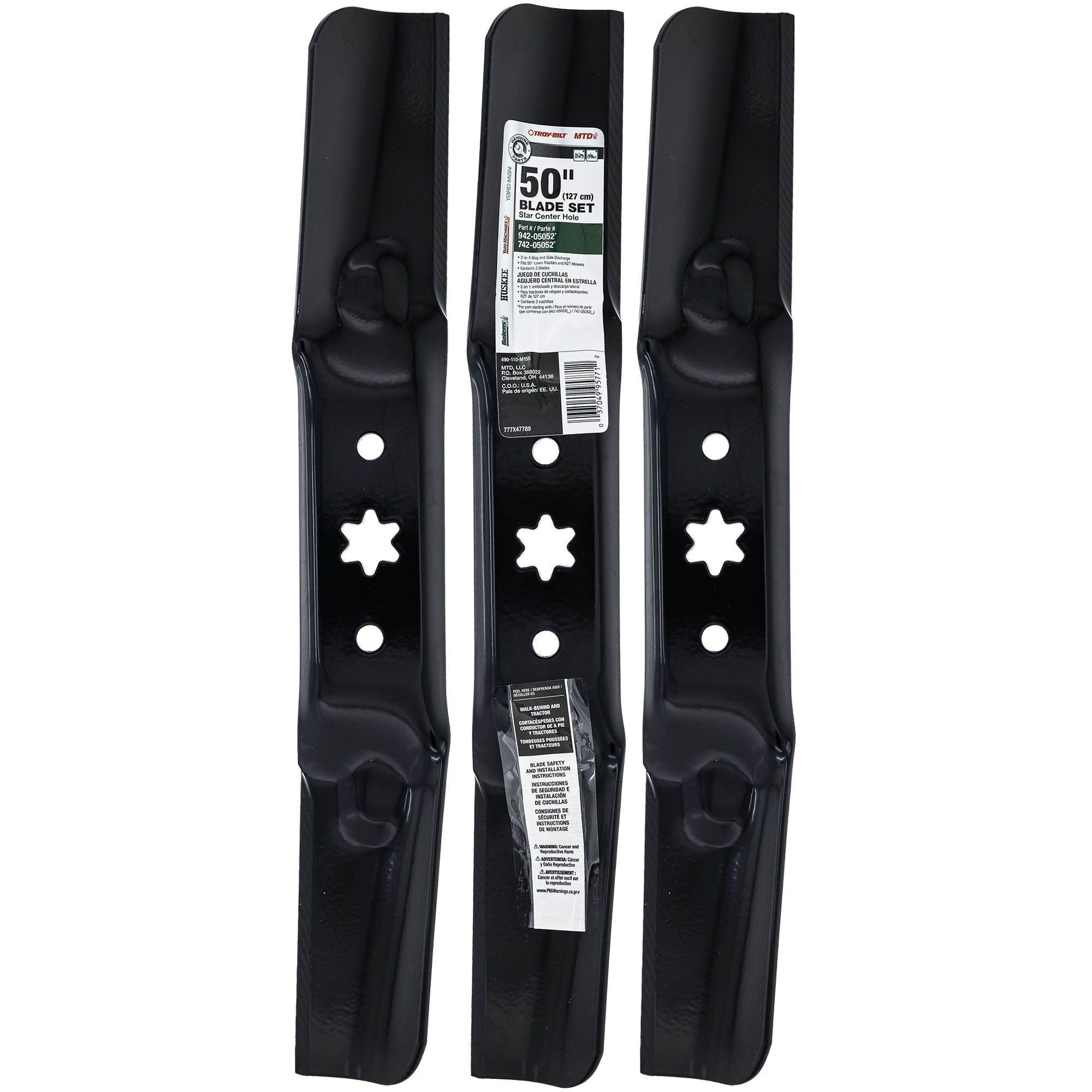 MTD 490-110-M155 Blade Set Troy-Bilt Craftsman Mustang XP Bronco G8200 50" Deck - Walmart.com