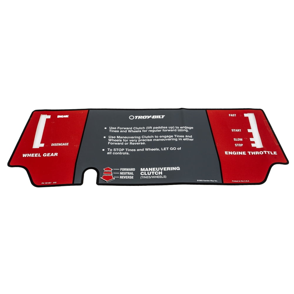 MTD Troy-Bilt 1901867 Control Panel Decal 12602 12066 15008 15009 15020 ...