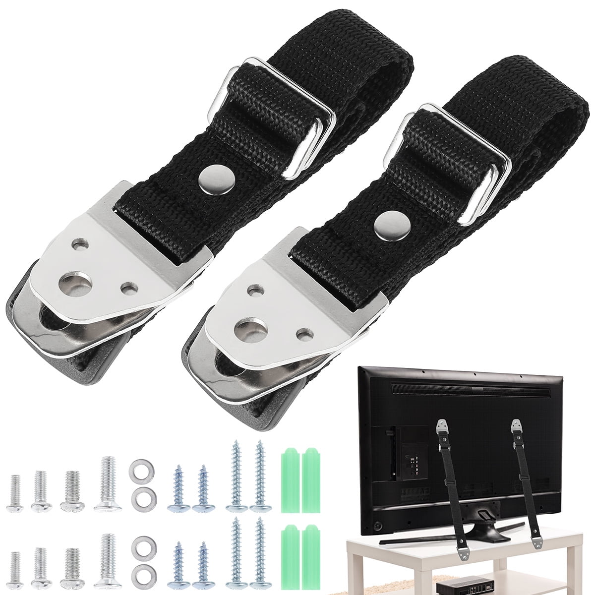 MTFun 1 Pair of TV Anchor Strap for Baby Proofing/Secure Wall-Mounted ...