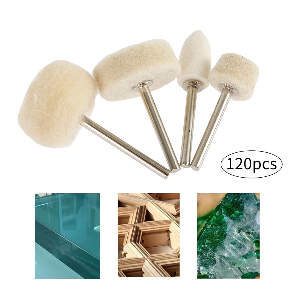 MTFun 120pcs Wool Felt Polishing Buffing Wheels Mandrel Grinding Bits ...
