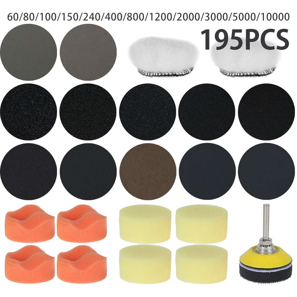 MTFun 195 Pieces 1 Inch Sandpaper, GOH DODD Wet Dry Sander Sheets with ...
