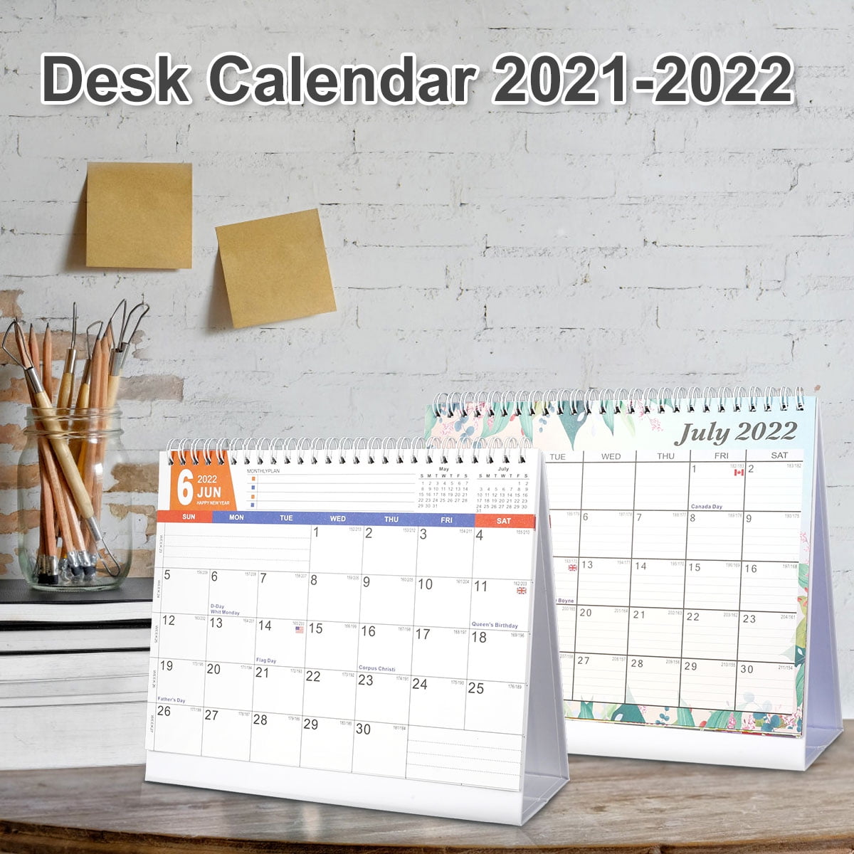 MTFun 2021-2022 Desk Calendar Standing Flip Desktop Calendar Dec 2021 ...