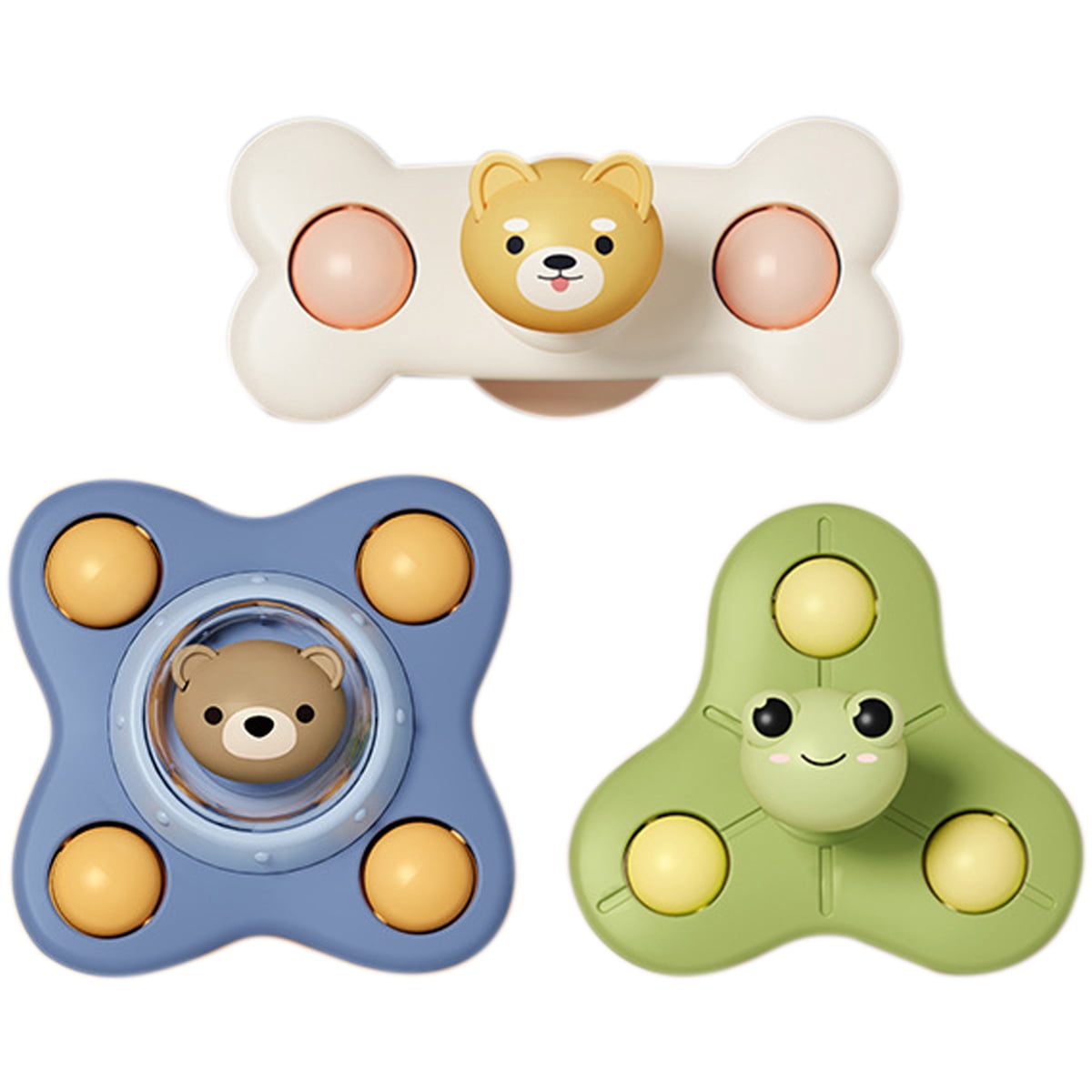 MTFun 3pcs Spinning Top Toys for Baby Spinner Toys w/ Suction Cup ...