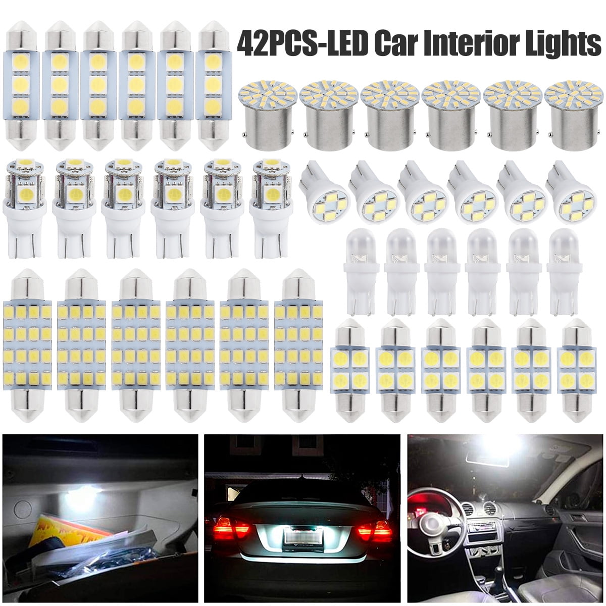 MTFun 42PCS LED Car Bulb Replacement Bulbs LED License Plate Lights ...