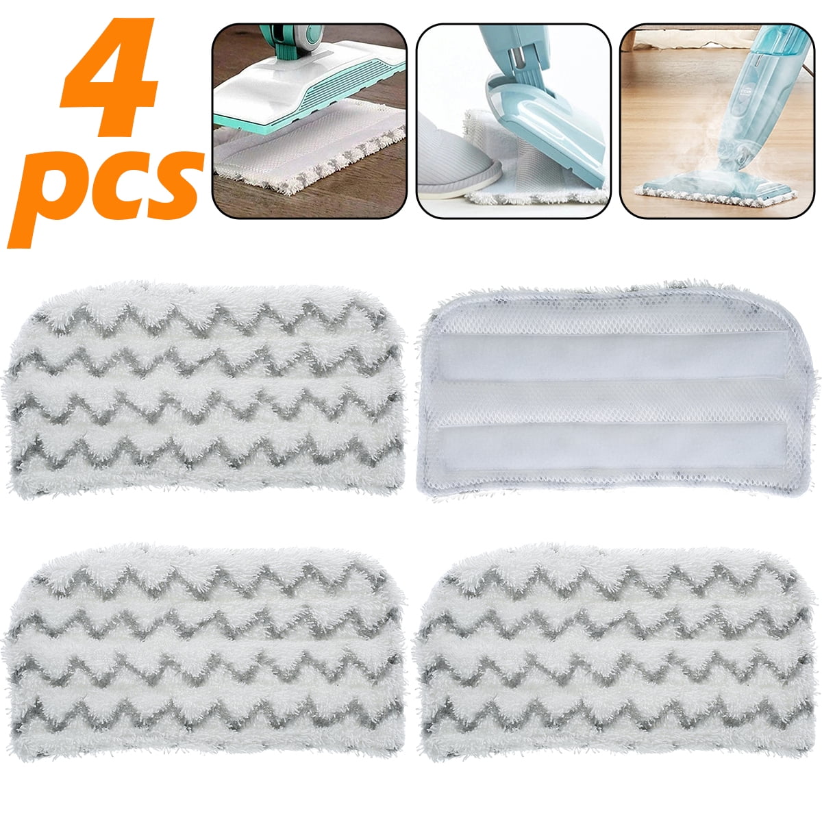 MTFun 4Pcs Steam Mop Pads Reusable Stem Mop Pad Microfiber Washable ...