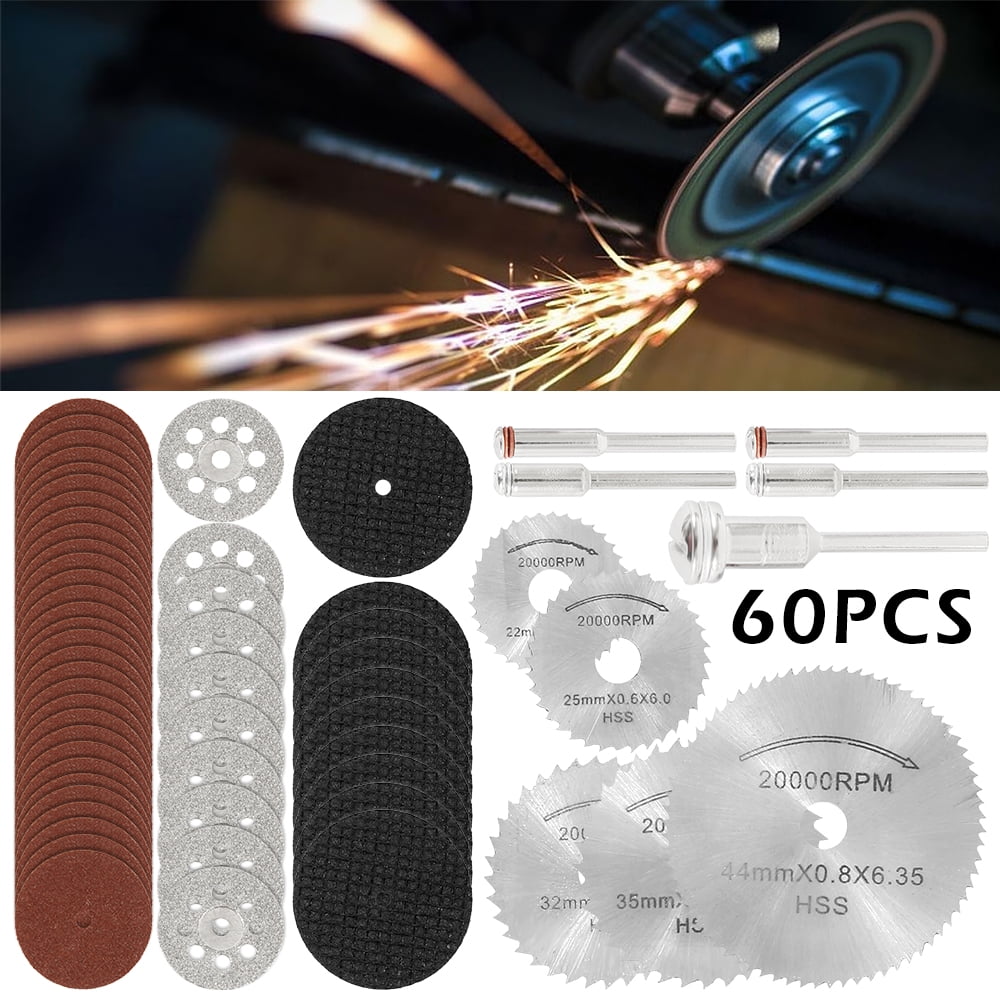 MTFun 60Pcs Diamond Cutting Wheel Kits, Shank Mini Cut Off Wheel Rotary ...