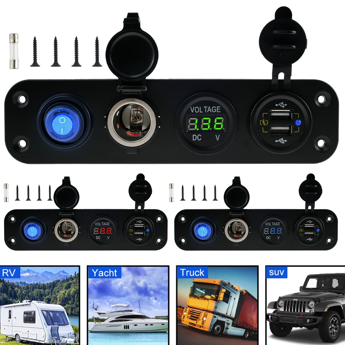 MTFun Car Cigarette Lighter Socket Panel Splitter with 120W/250W Dual ...