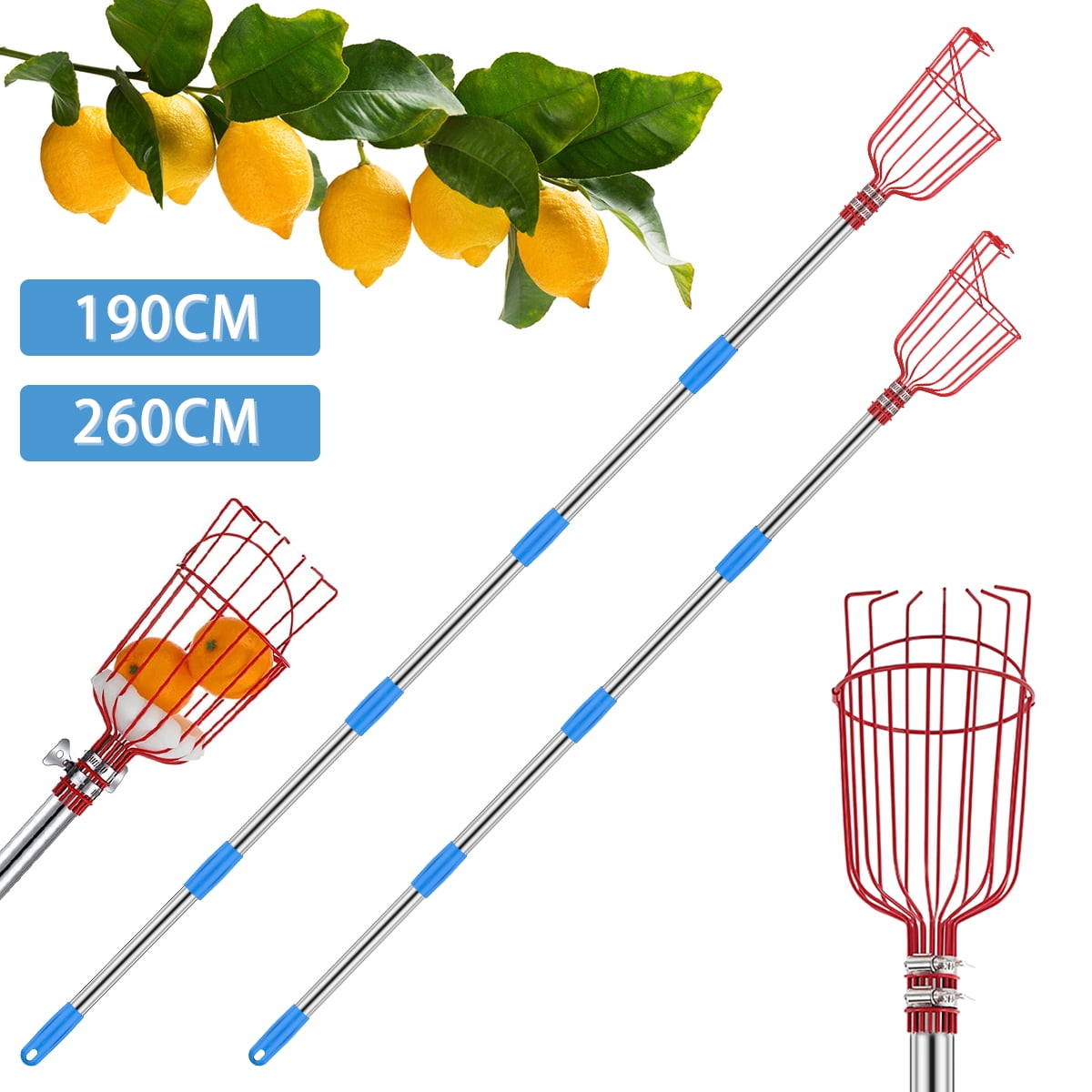 MTFun Fruit Picker, Fruit Picker Tool with Stainless Steel Connecting ...
