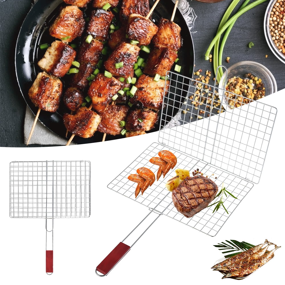 MTFun Meat Grilling Basket Barbecue Rack Grill Burger Fish Stand ...