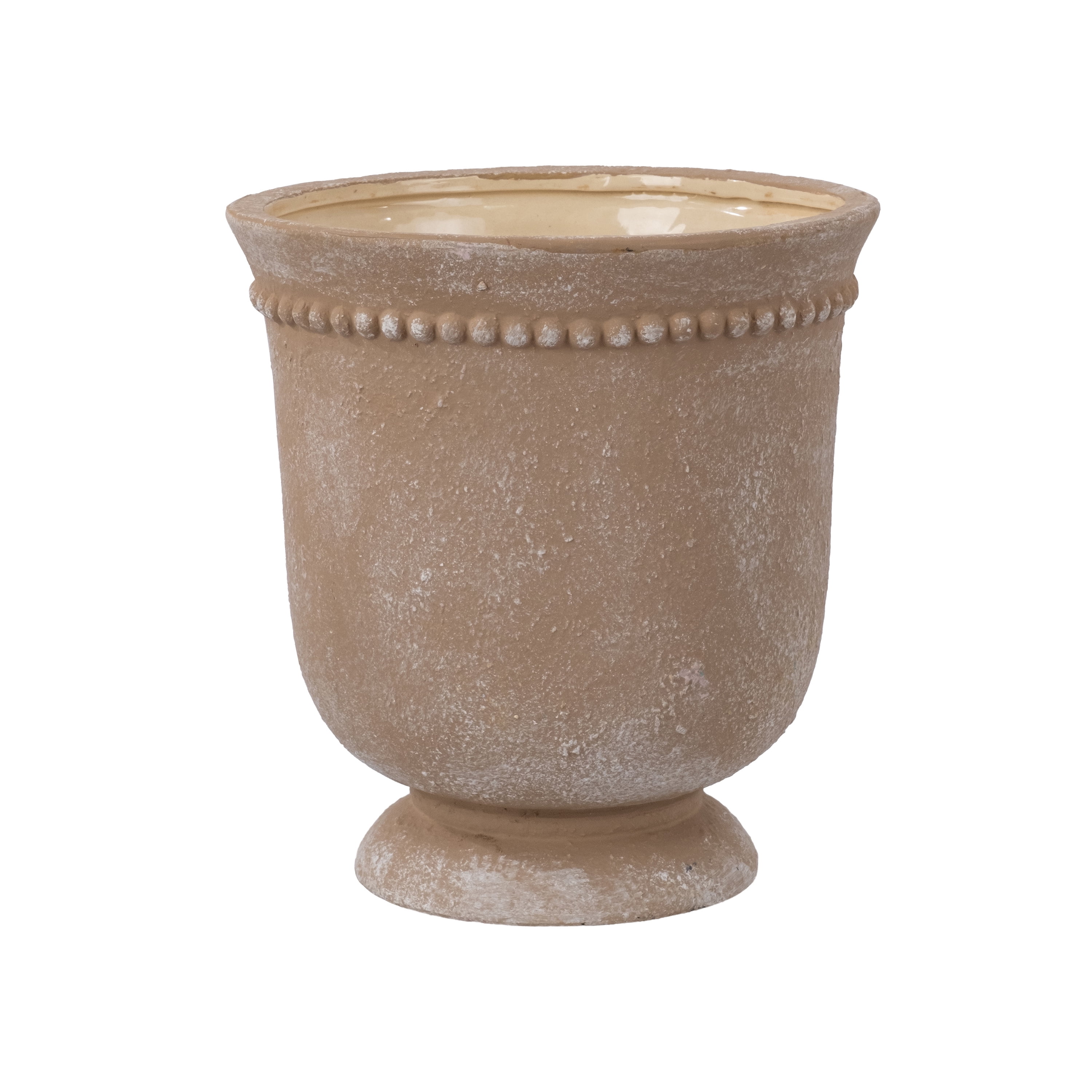 My Texas House Brown Ceramic Urn Planter Pot with Elegant Dot Pattern ...