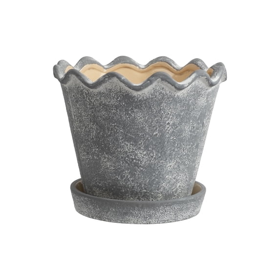 My Texas House Gray 8 inch Wave Planter Ceramic Pot for Indoor and ...