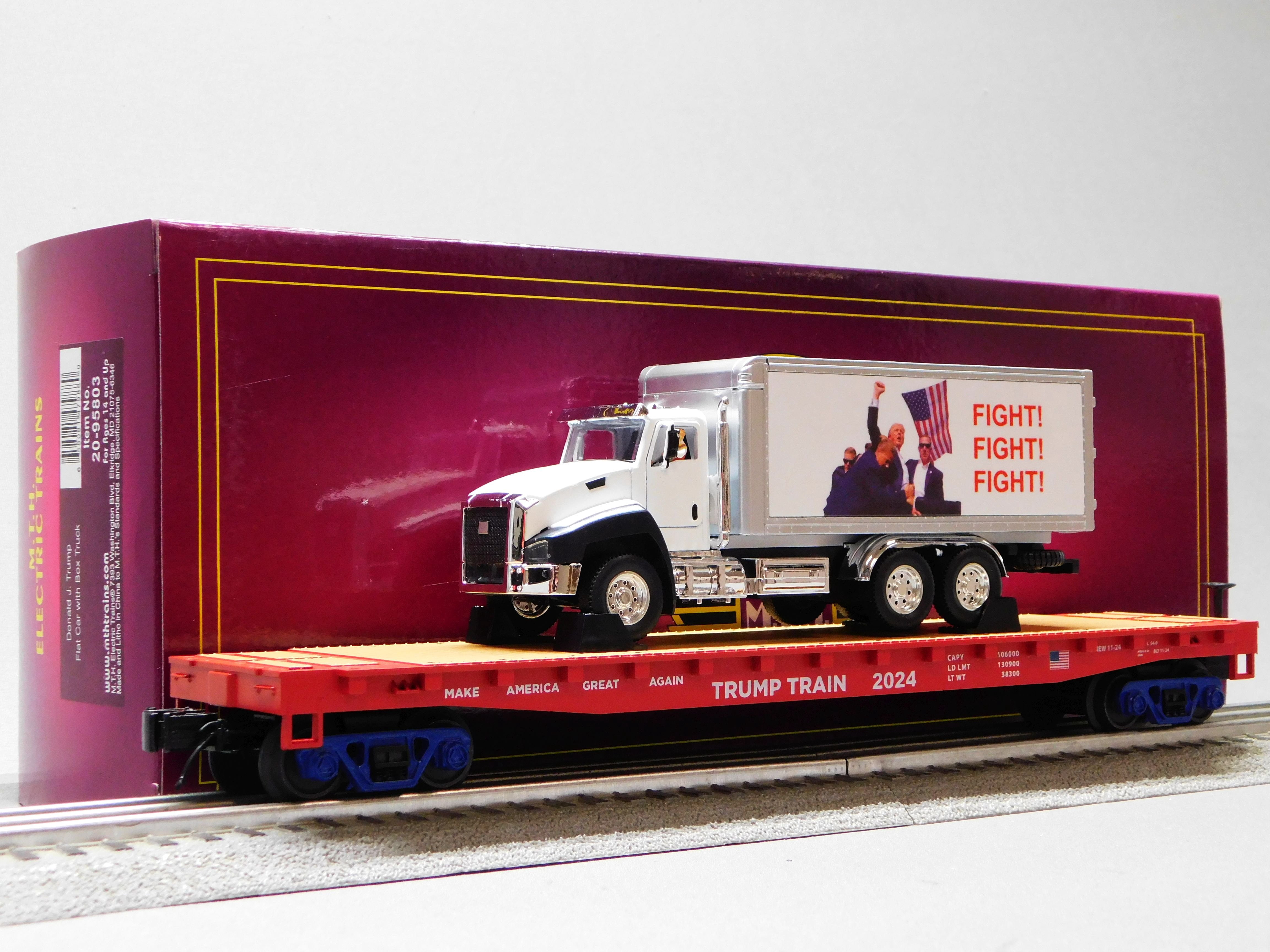 MTH PREMEIR DONALD J. TRUMP FLAT CAR WITH BOX TRUCK O GAUGE 20-95803 ...