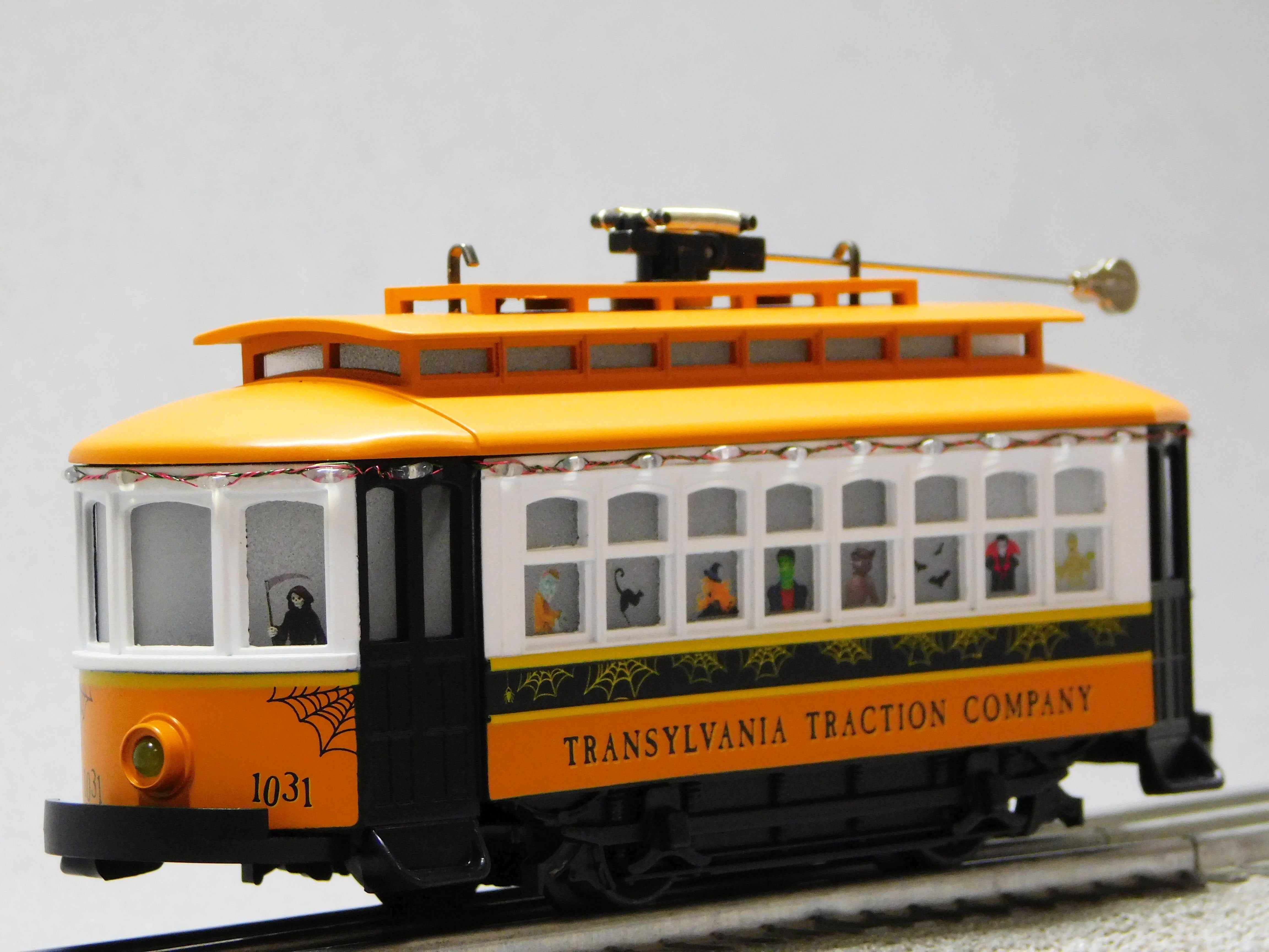 MTH RAILKING TRANSYLVANIA TRACTION BUMP N GO TROLLEY W/ LEDS O GAUGE 30 ...