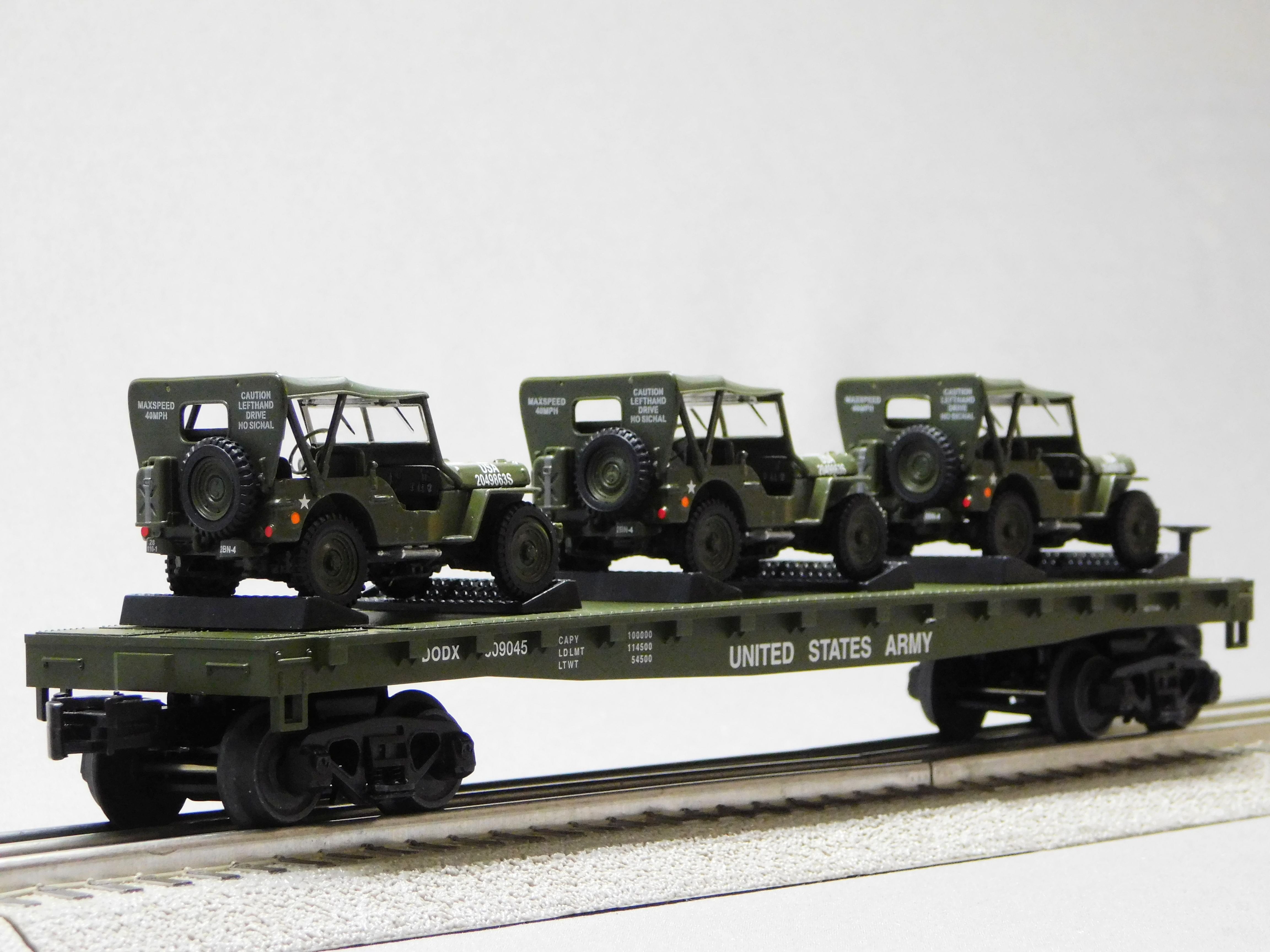 MTH RAILKING US ARMY FLAT CAR W/ WILLY'S TRANSPORT JEEP O GAUGE 30 ...