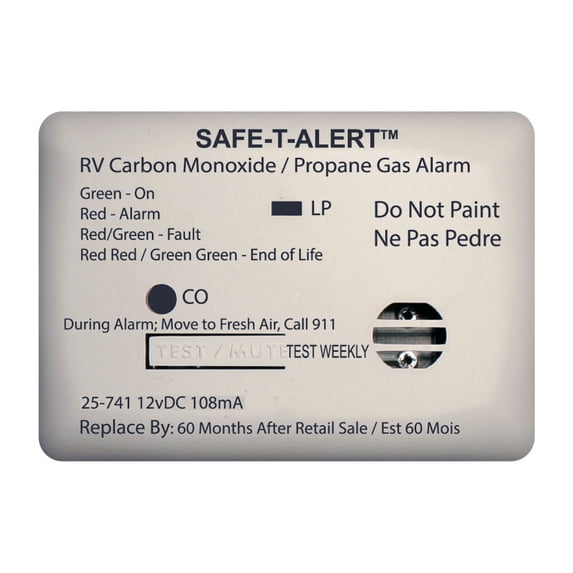 MTI Industries 12V 25 Series Safe-T-Alert Mini RV Dual Carbon Monoxide ...