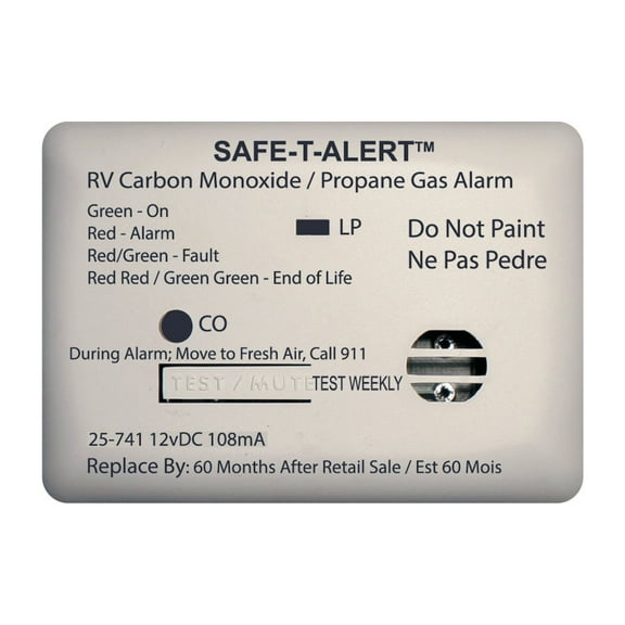 MTI Industries 12V 20 Series Safe-T-Alert Mini RV Propane/LP Gas Alarm ...