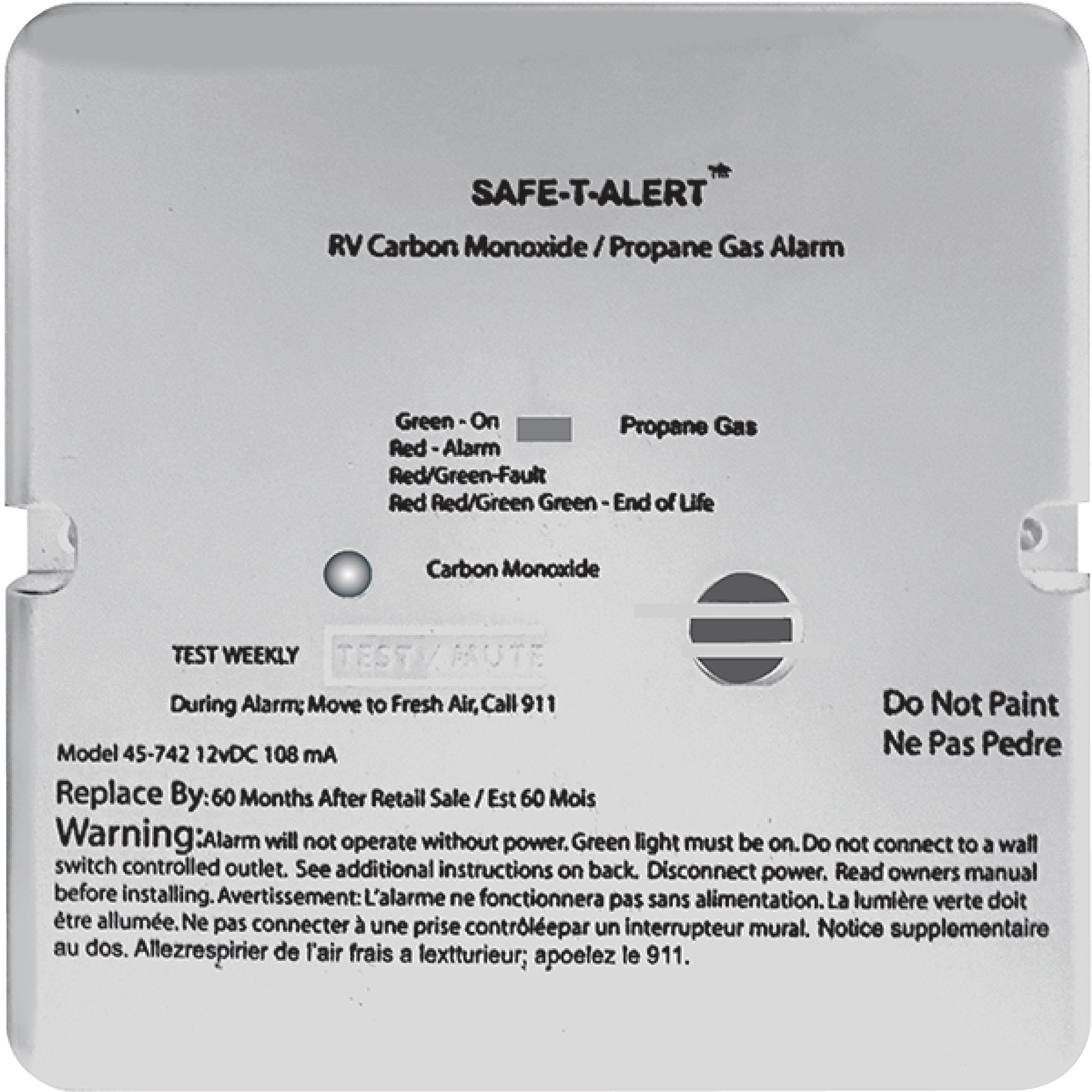 MTI Industries Safe-T-Alert 45 Series Flush Mount Dual RV Carbon ...