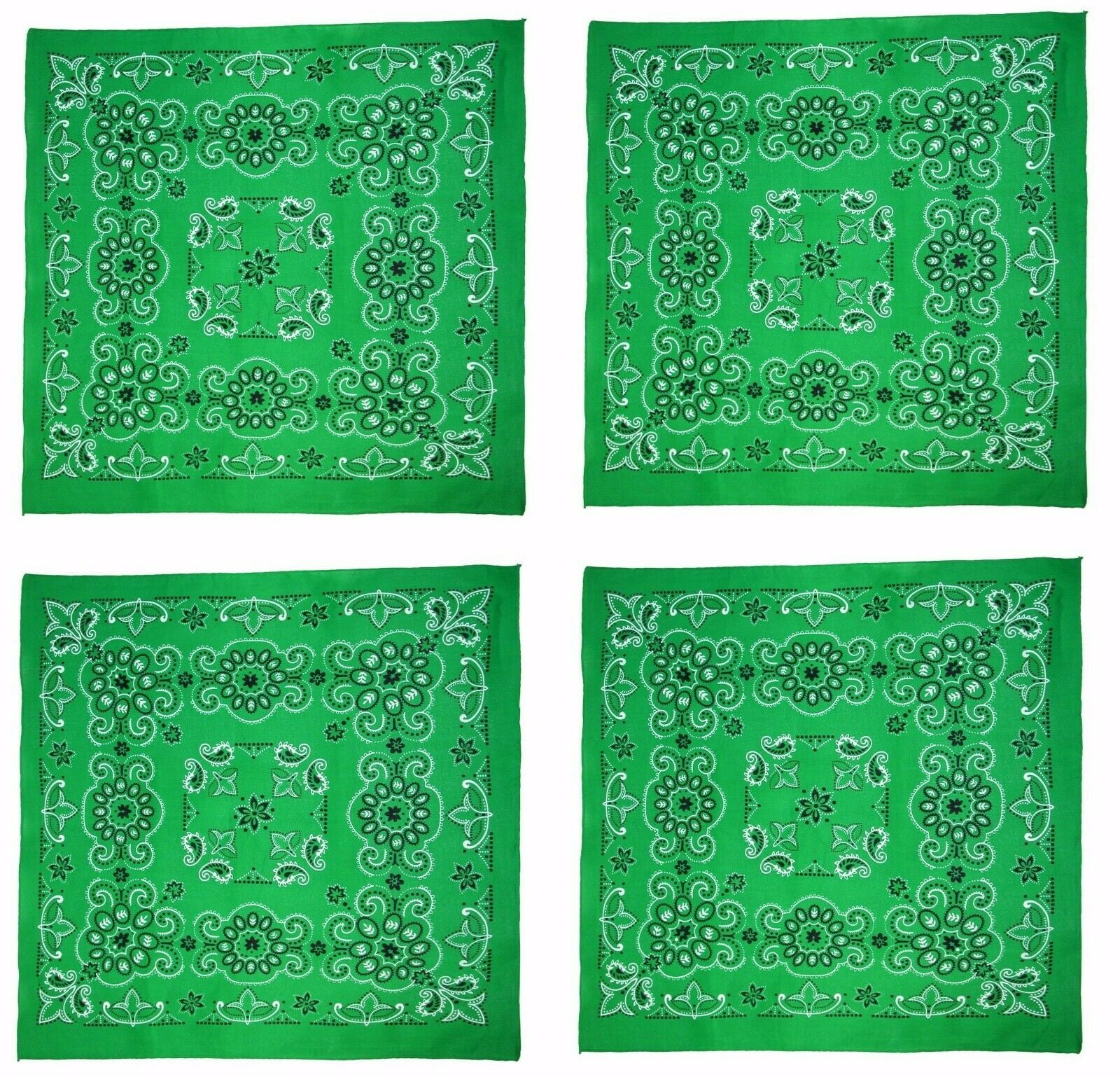 MTL Extra Large 27 Inch Cotton Texas Paisley Green Bandanas Pack of 4 ...