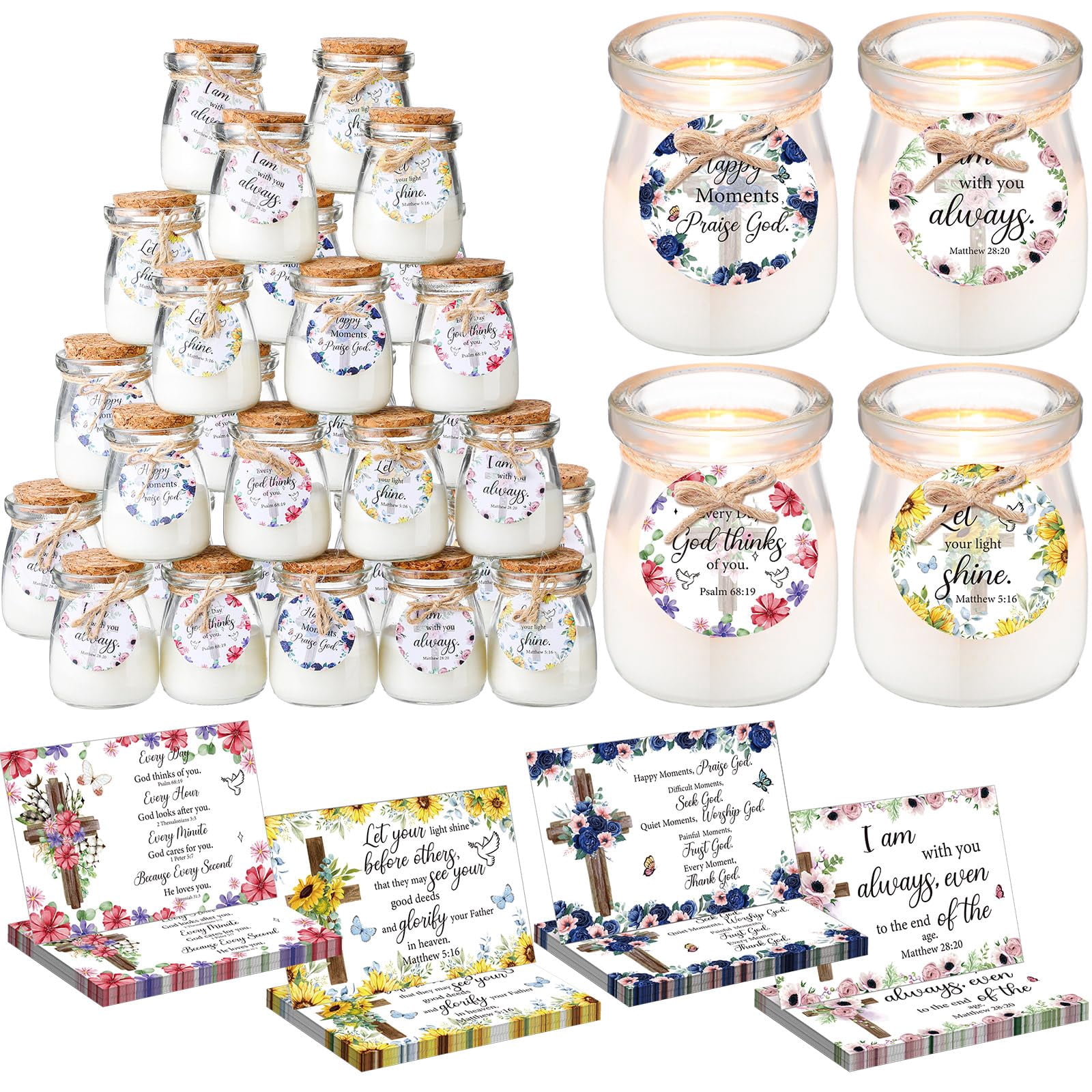 MTLEE 20 Set Christian Religious Prayer Candle Bible Verse Gift Bulk ...