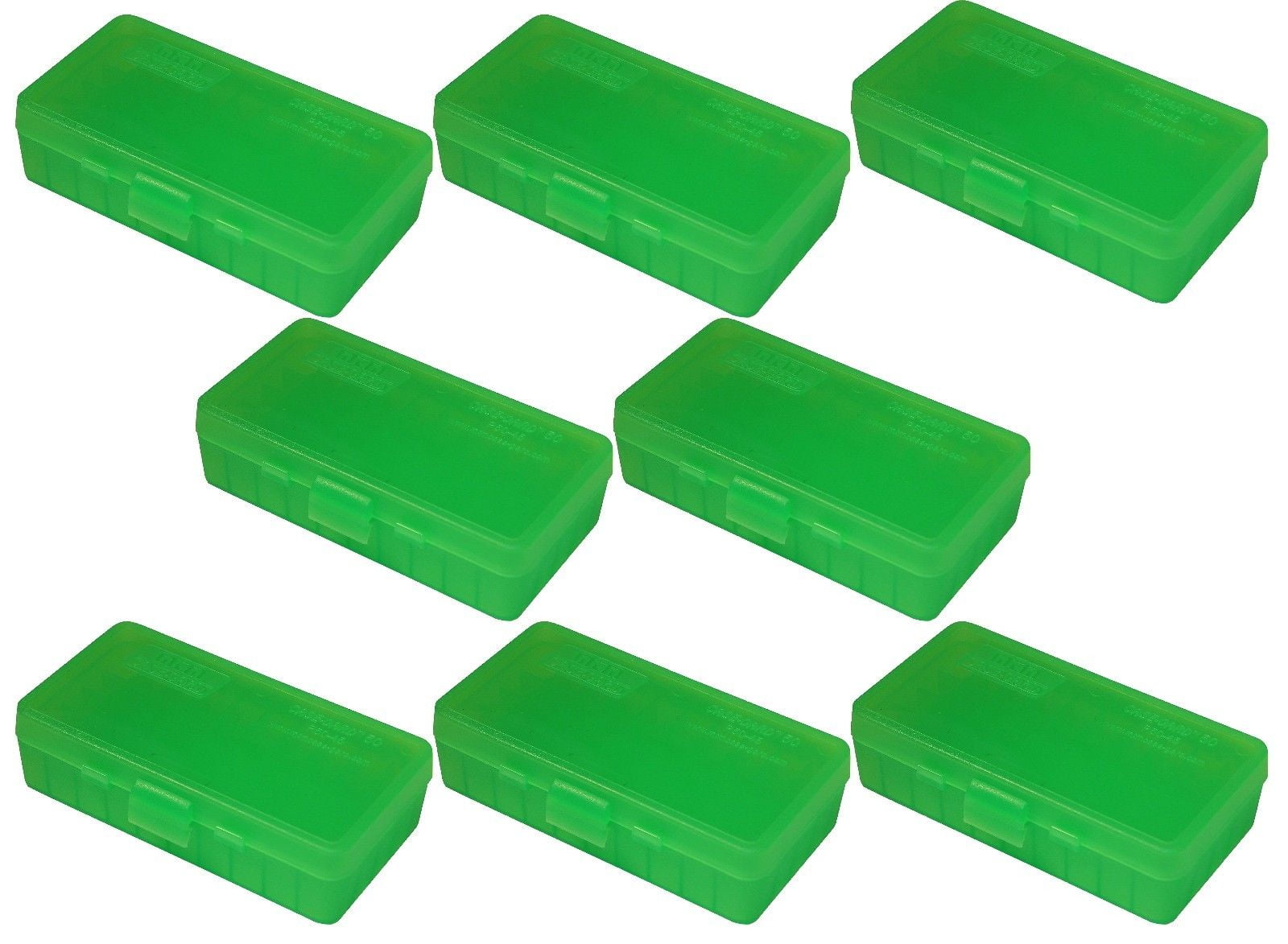 MTM 50 Round Flip-Top 40/45/10MM Cal Ammo Box - Clear Green (8 Pack ...