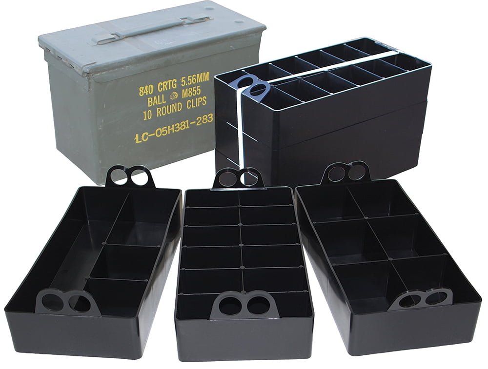 MTM Ammo Can Organizer, 3 Plastic Trays, Black, 50 Caliber - Walmart.com